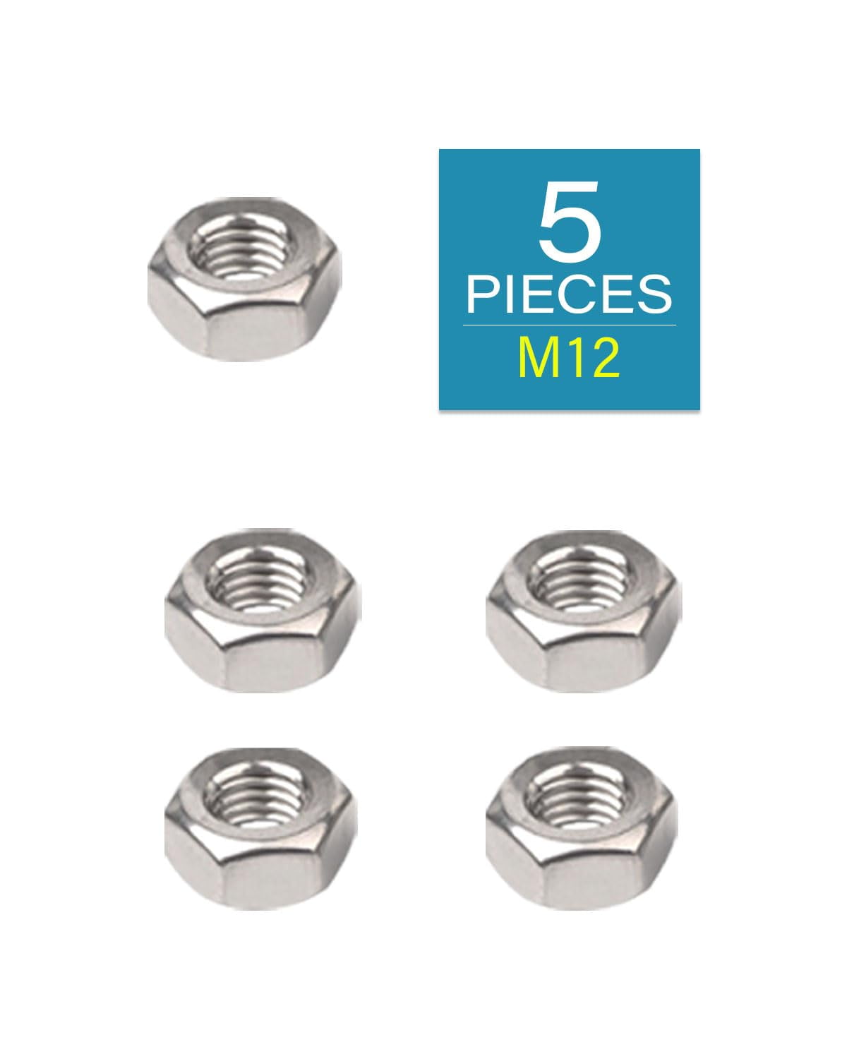 hgudesign M12-1.75 Hexagonal Nuts - 304 Stainless Steel Fasteners ...