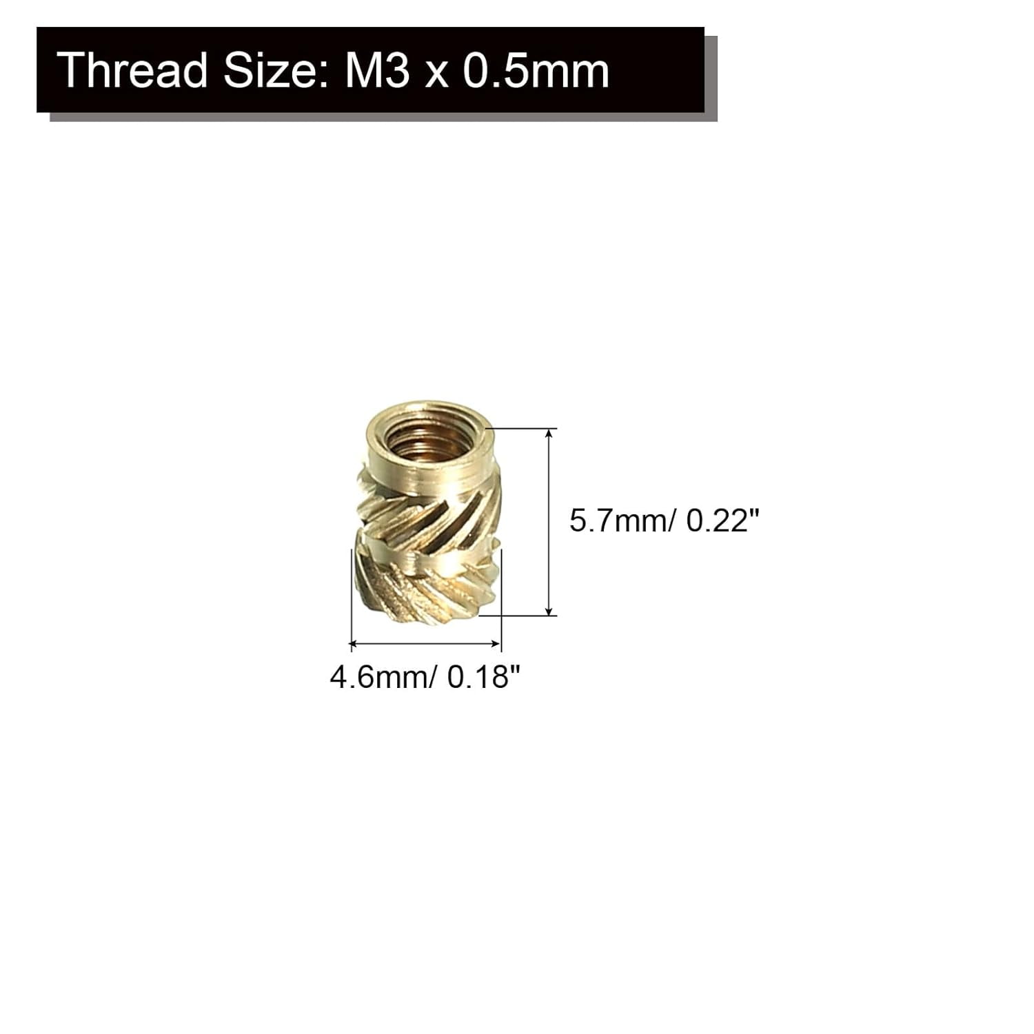 hgudesign M3 Threaded Inserts, 100 Pieces Metric Knurled Nuts for Heat ...