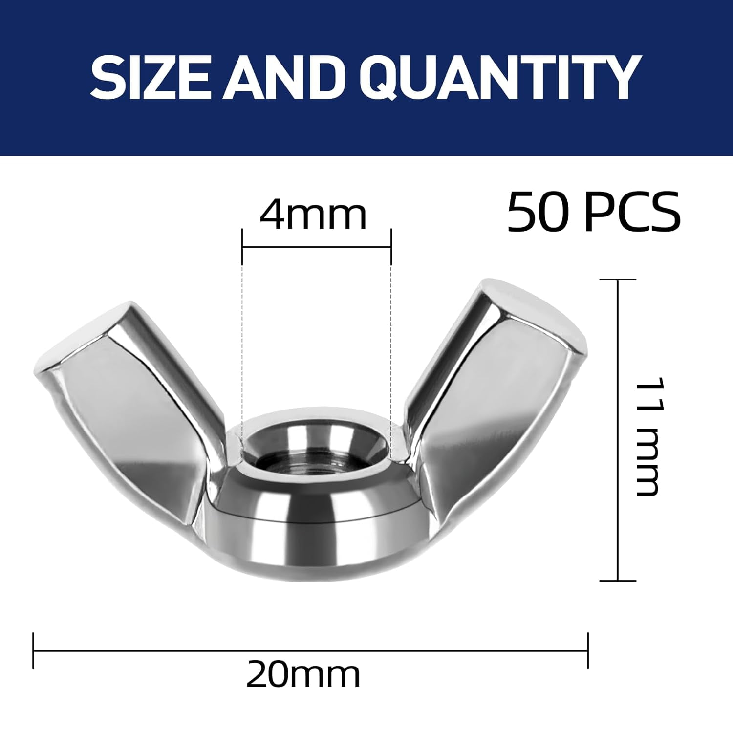 hgudesign M4 Wing Nuts, Stainless Steel 18-8 (304), Hurricane Screw ...