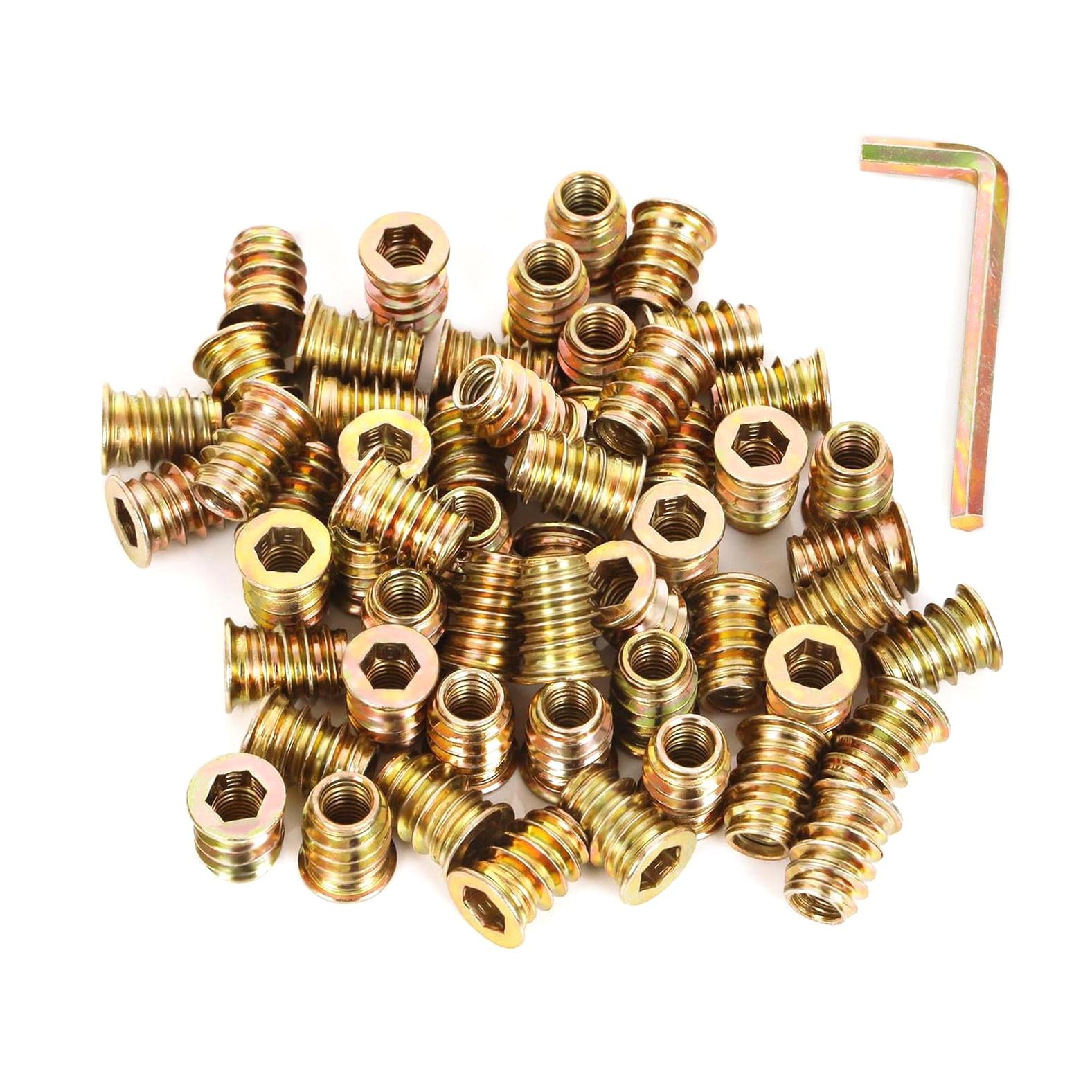 hgudesign M6-1.0 x 15mm Threaded Insert for Wood Furniture Screw-in Nut ...