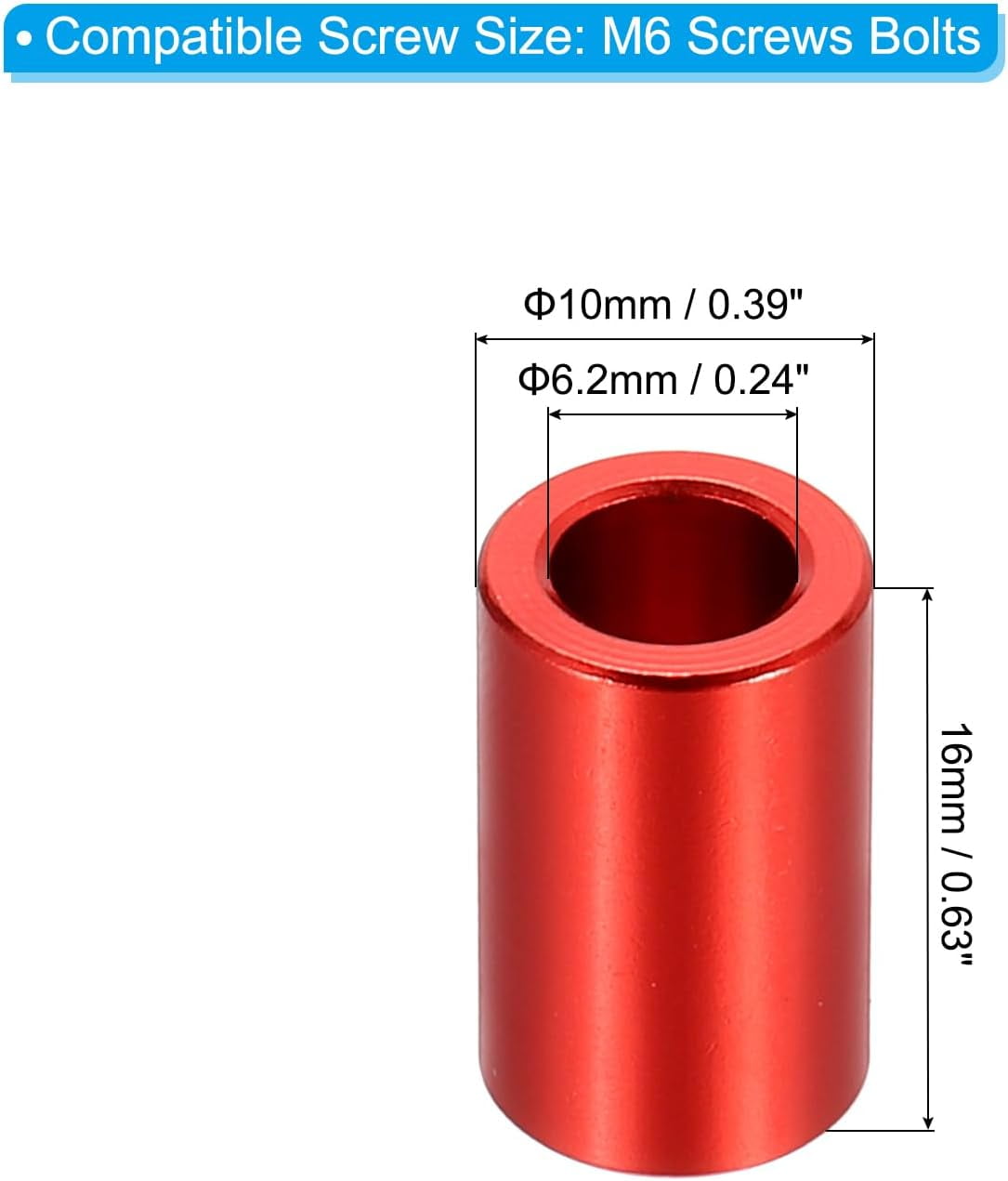 hgudesign M6 Aluminum Standoffs, 6 Pieces Metal Spacers with 6.2mm ...