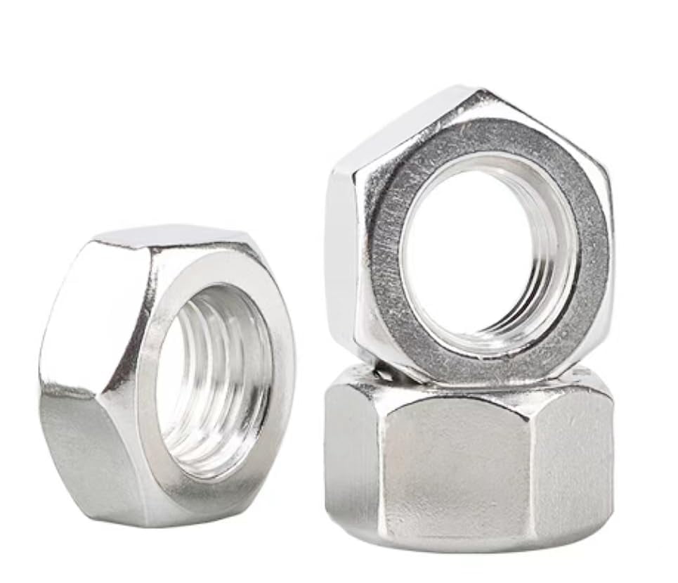 hgudesign M6 Hex Nuts 304 Stainless Steel 18-8,Lock Nut, Full Thread ...
