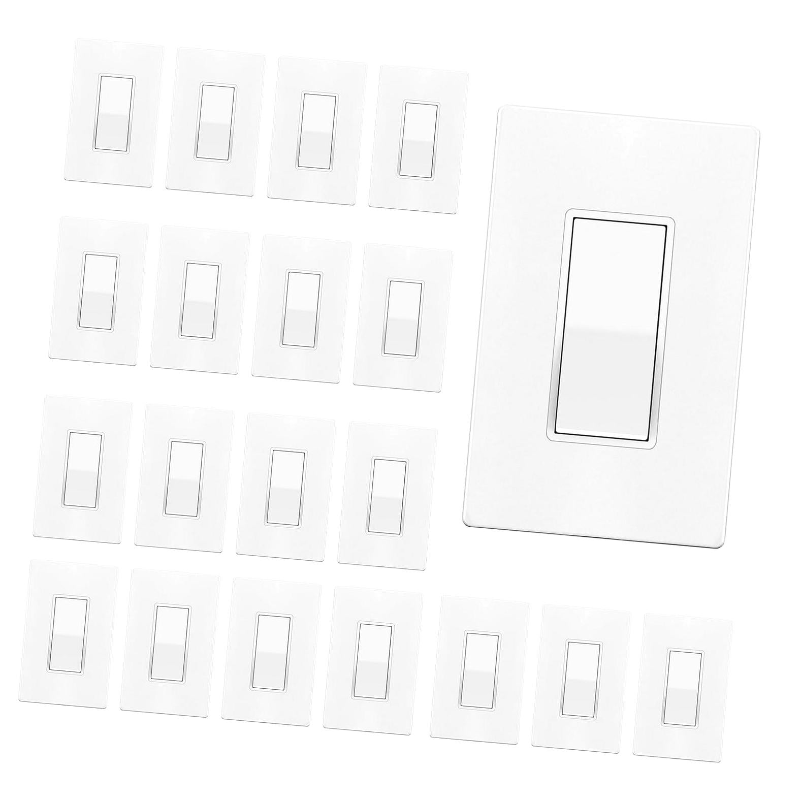 hgudesign Matte White Light Switch With Screwless Wall Plate, Decorator ...
