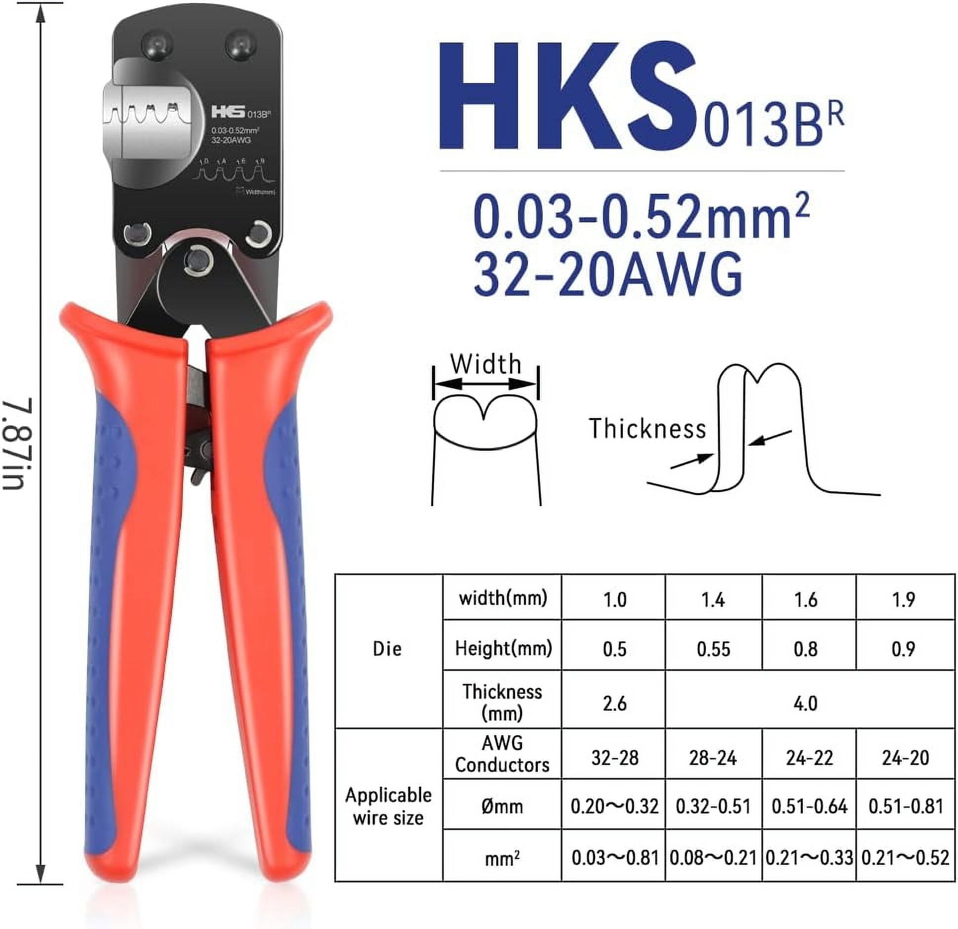 hgudesign Open Barrel Micro Pin Connectors Crimping Tool 0.03-0.52mm² ...