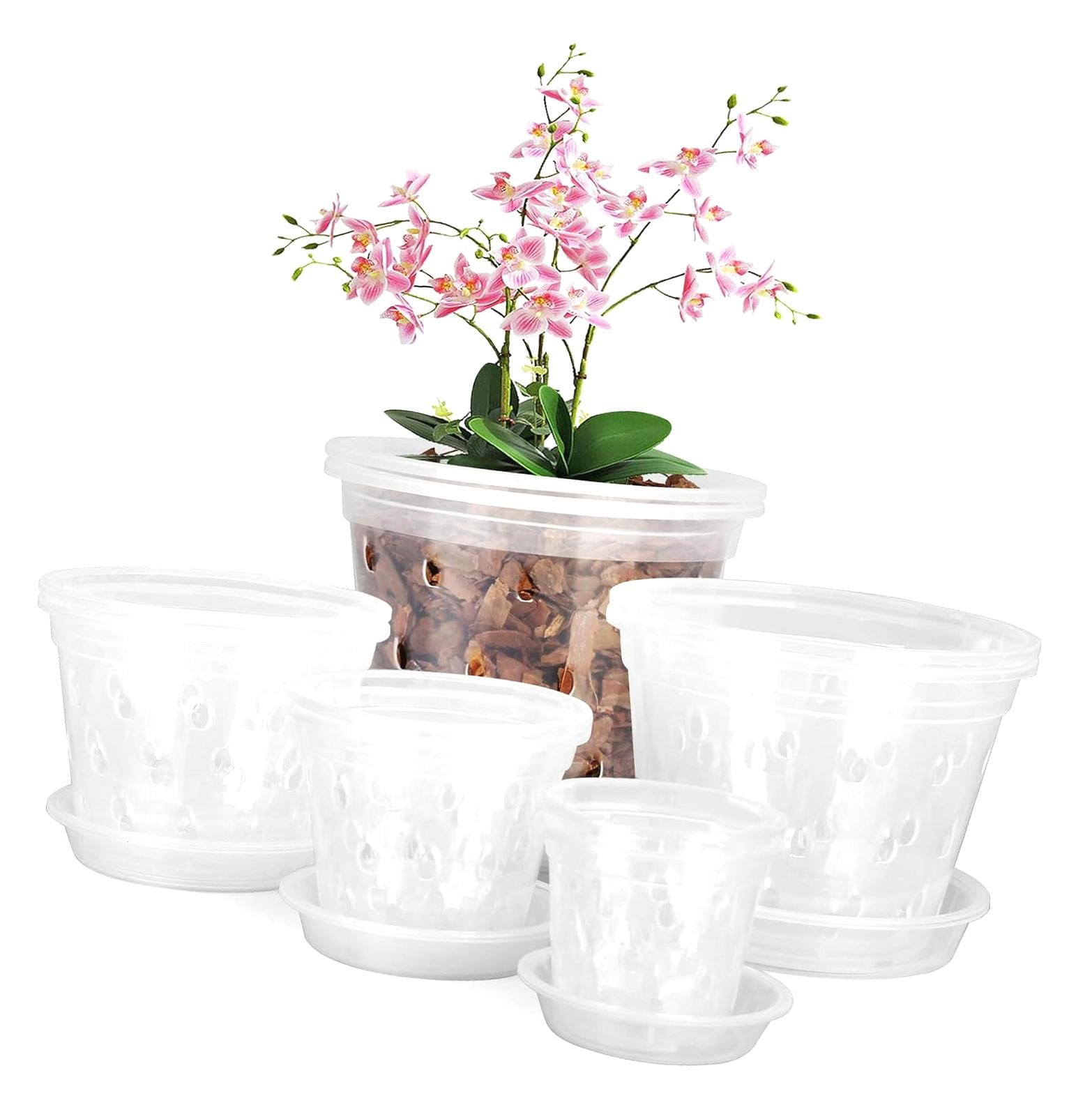 hgudesign Orchid Container,3 4 5 6 7 Inch 10 Pack Orchid Planters with ...