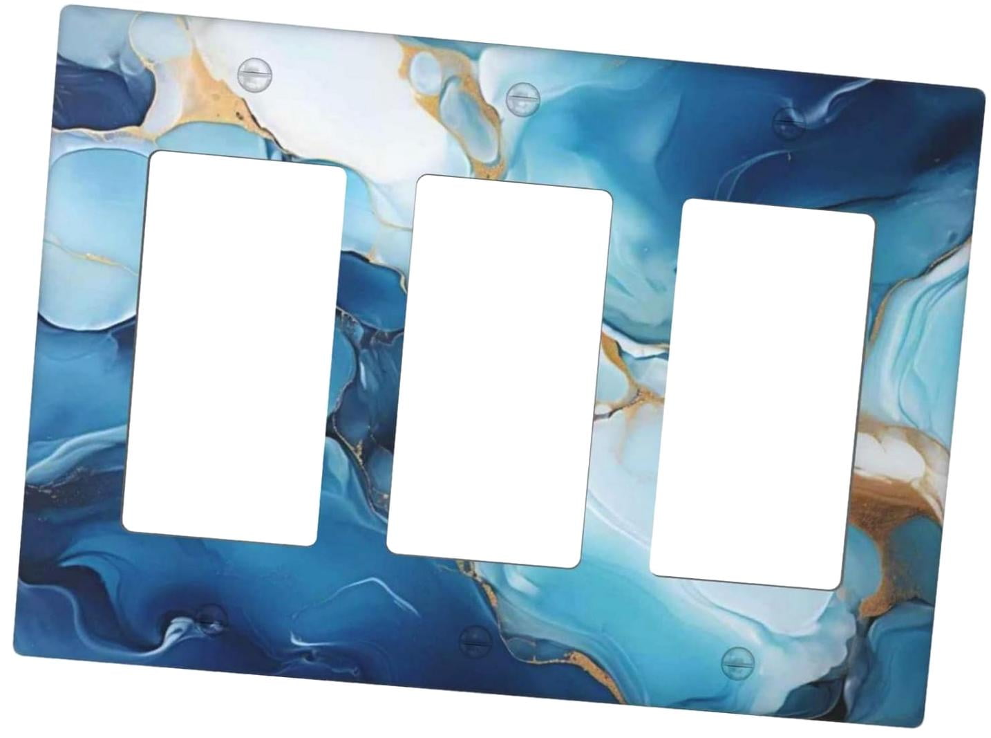 hgudesign Ornamental Outlet Covers Artistic Abstract Blue Line Art 3 ...