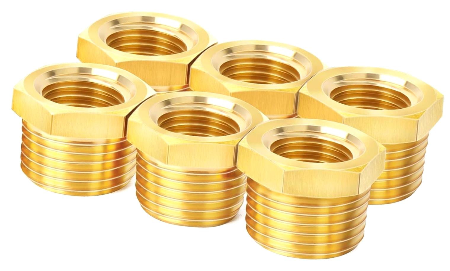 hgudesign Pipe Fitting, Reducer Hex Bushing 3/8" NPT Male to 1/4" NPT Female Thread Connector (6 ...