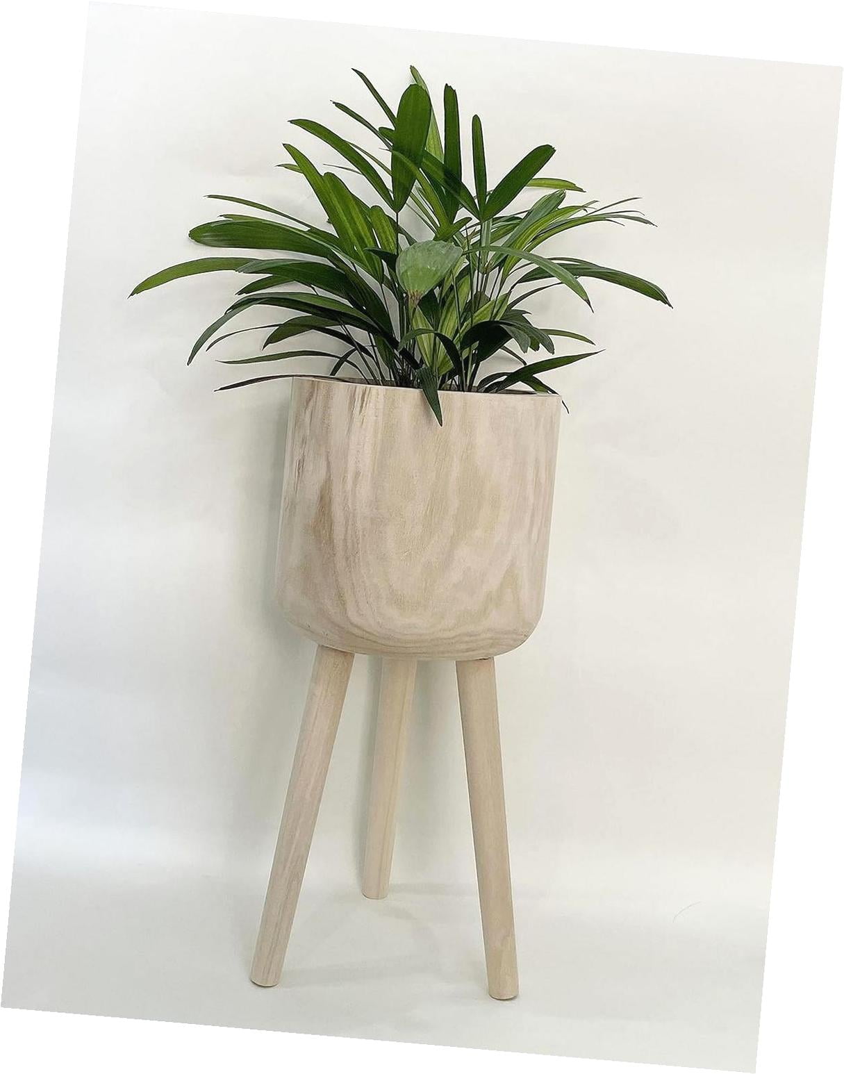 hgudesign RISEON Mid Century Wood Planter, Rustic Indoor Pot Plant ...