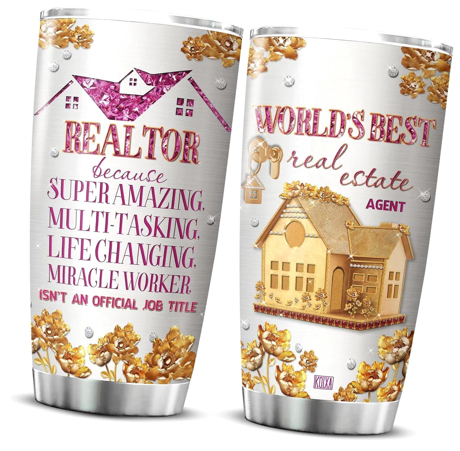 hgudesign Real Estate Agent Coffee Tumbler 20 Oz Steel Insulated Cup ...