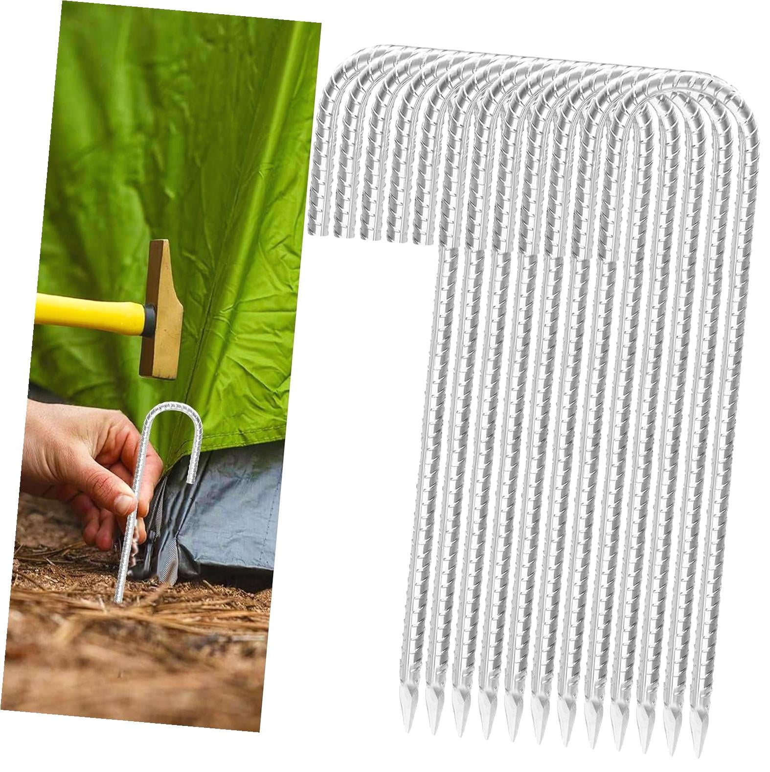 hgudesign Rebar Stakes 12Inch, J Hook Galvanized Ground Anchors Rebar ...