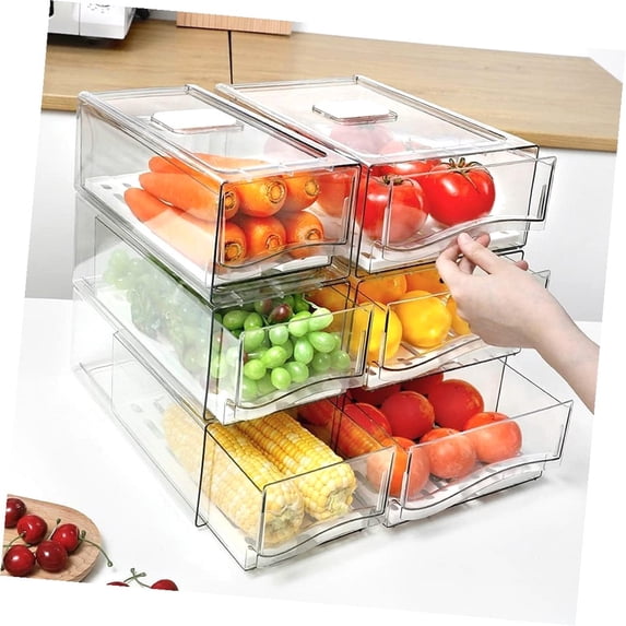 hgudesign Refrigerator Drawers Pack of 2 With Pull Out Stackable Fridge ...