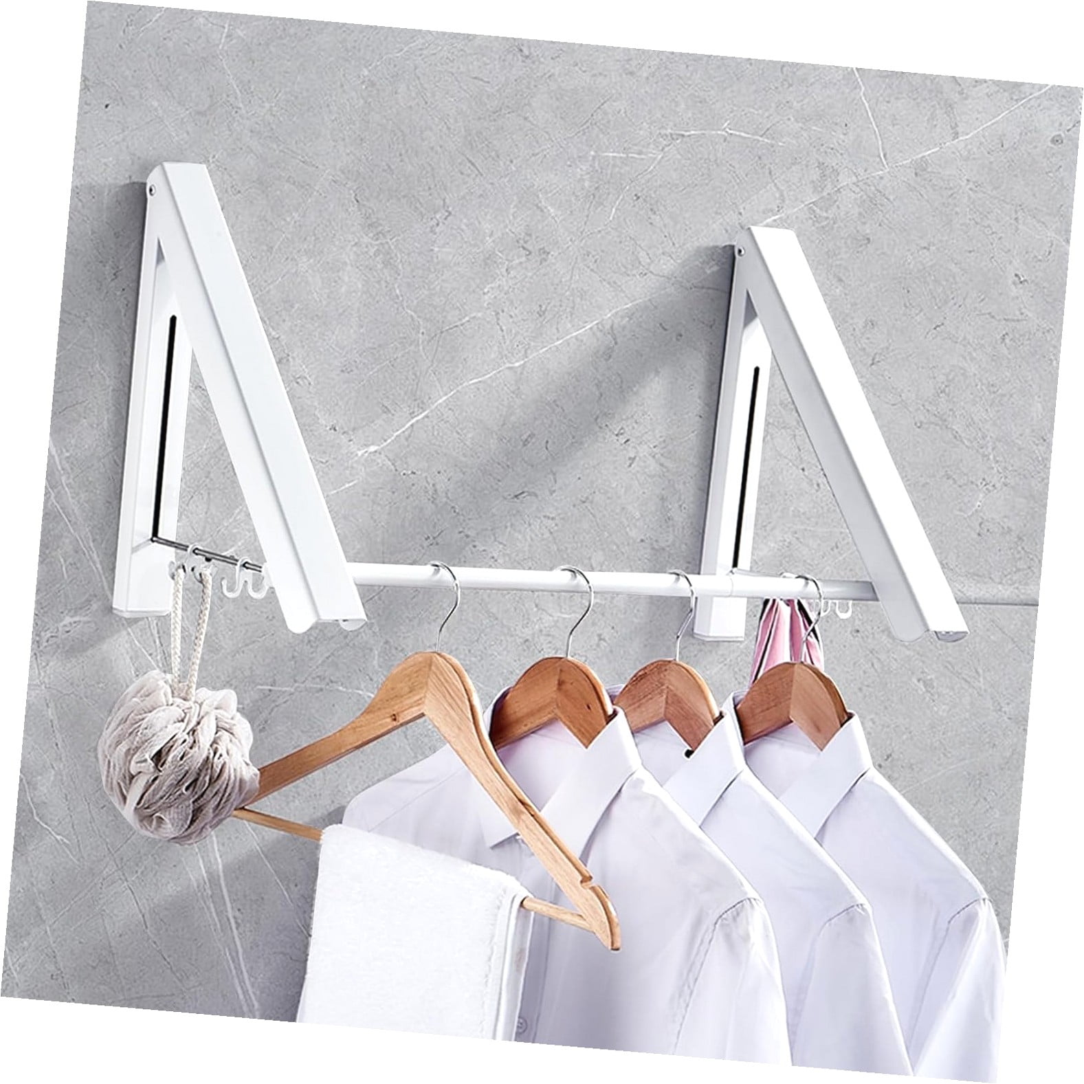 hgudesign Retractable Clothes Drying Rack with 31 in Rod, Saver Wall ...