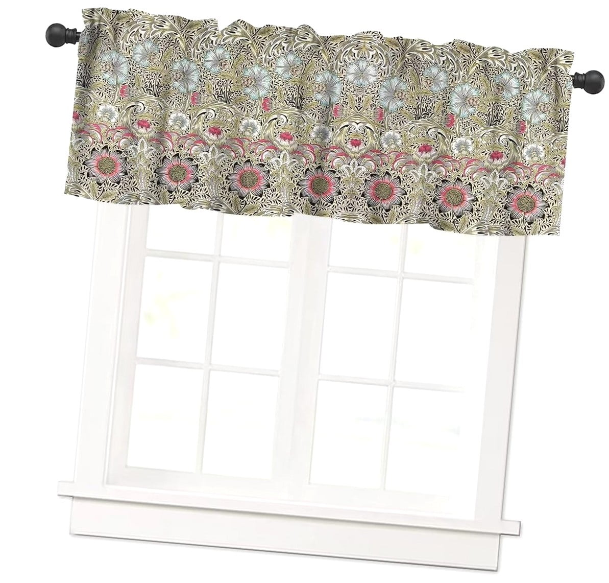 hgudesign Retro Floral Window Valance Curtain, Botanical Corncockle ...