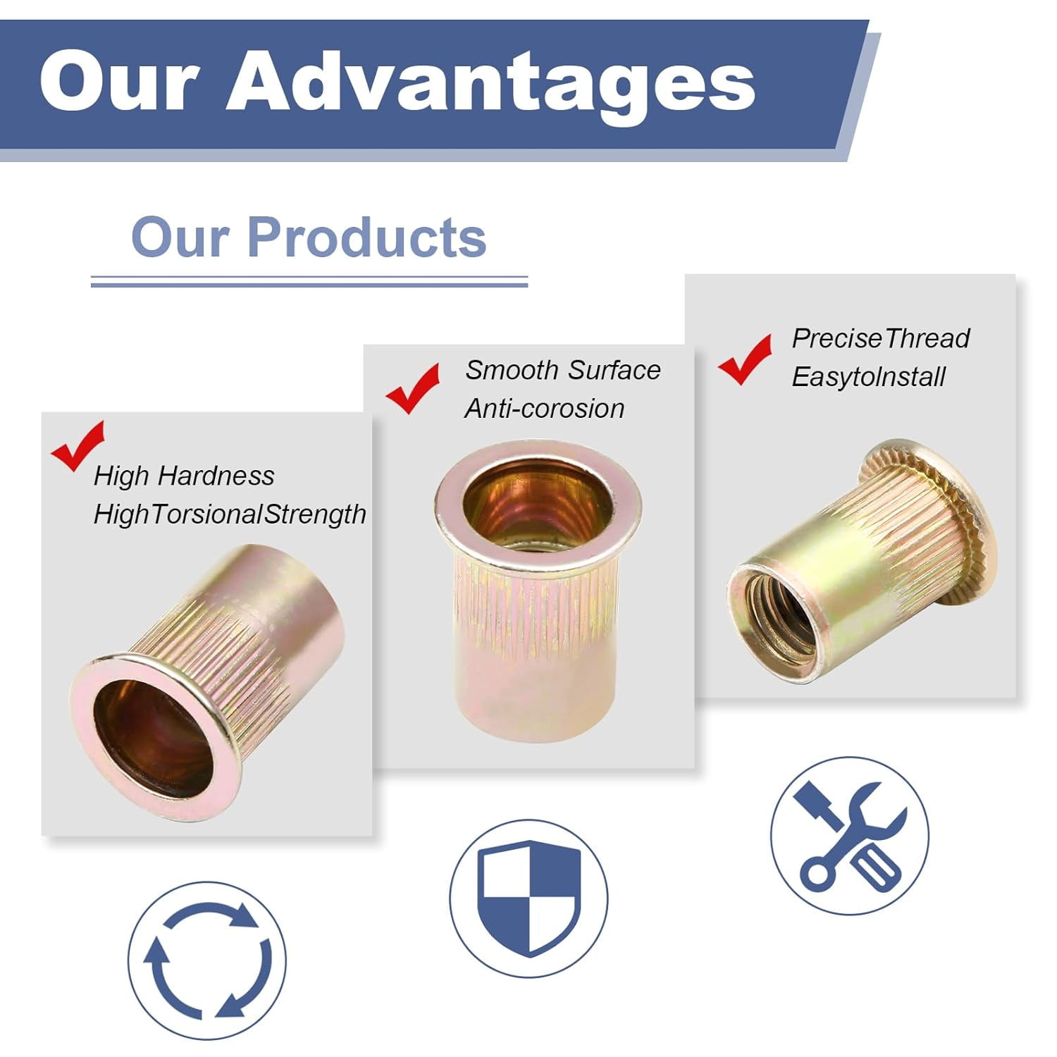 hgudesign Rivet Nuts,100Pcs M8 x 18 Metric Rivet Nuts,Zinc Plated ...