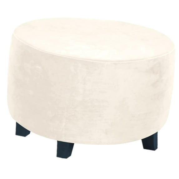 hgudesign Round Ottoman Slipcover – Stretchable Footstool Cover with ...