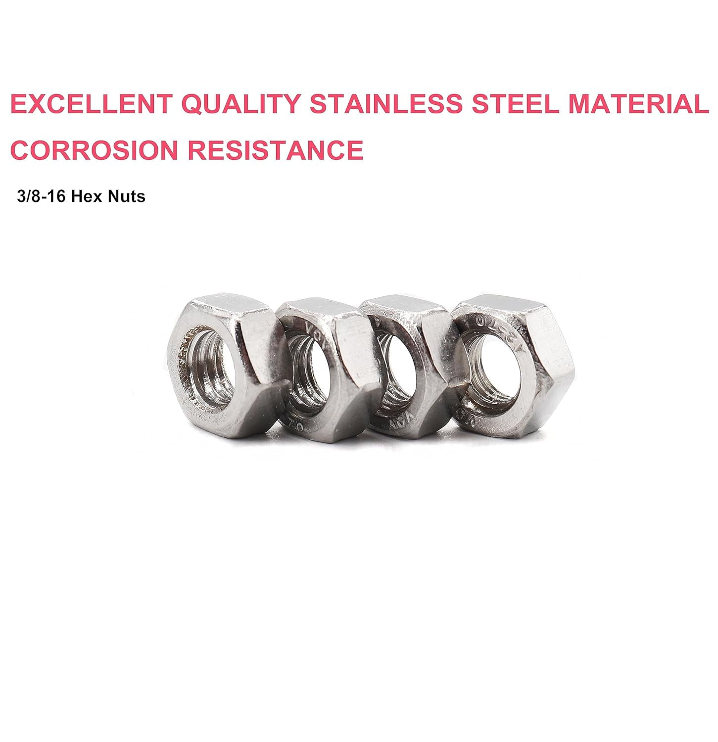 hgudesign SAE 3/8-16 Hex Nuts, 30 Pieces, 304 Stainless Steel, Plain - Walmart.com