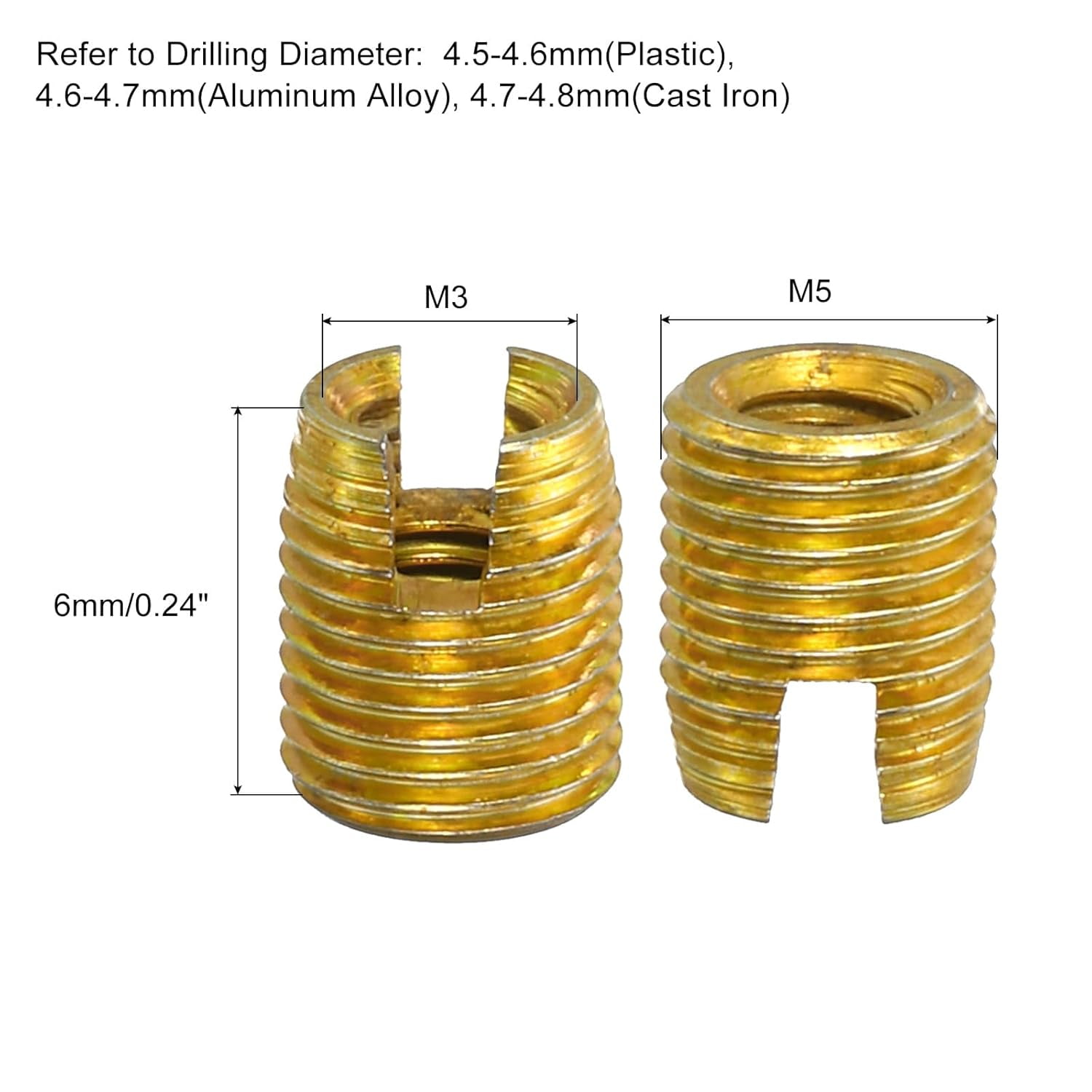 hgudesign Self-Tapping Threaded Inserts, 15 units Internal M3-0.5 ...