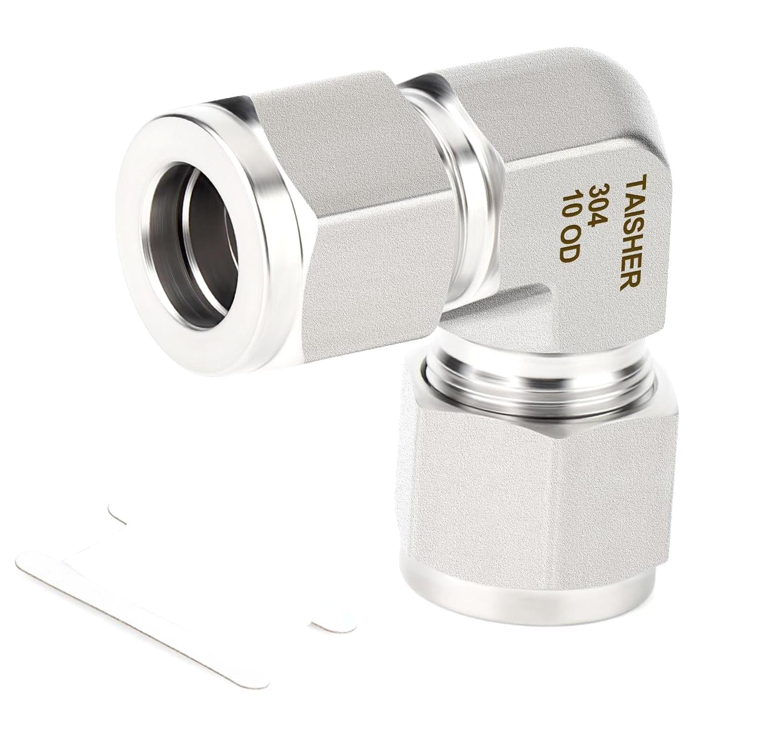 hgudesign Single 304 Stainless Steel 90-Degree Compression Tube Pipe Fitting Connector, 10MM ...