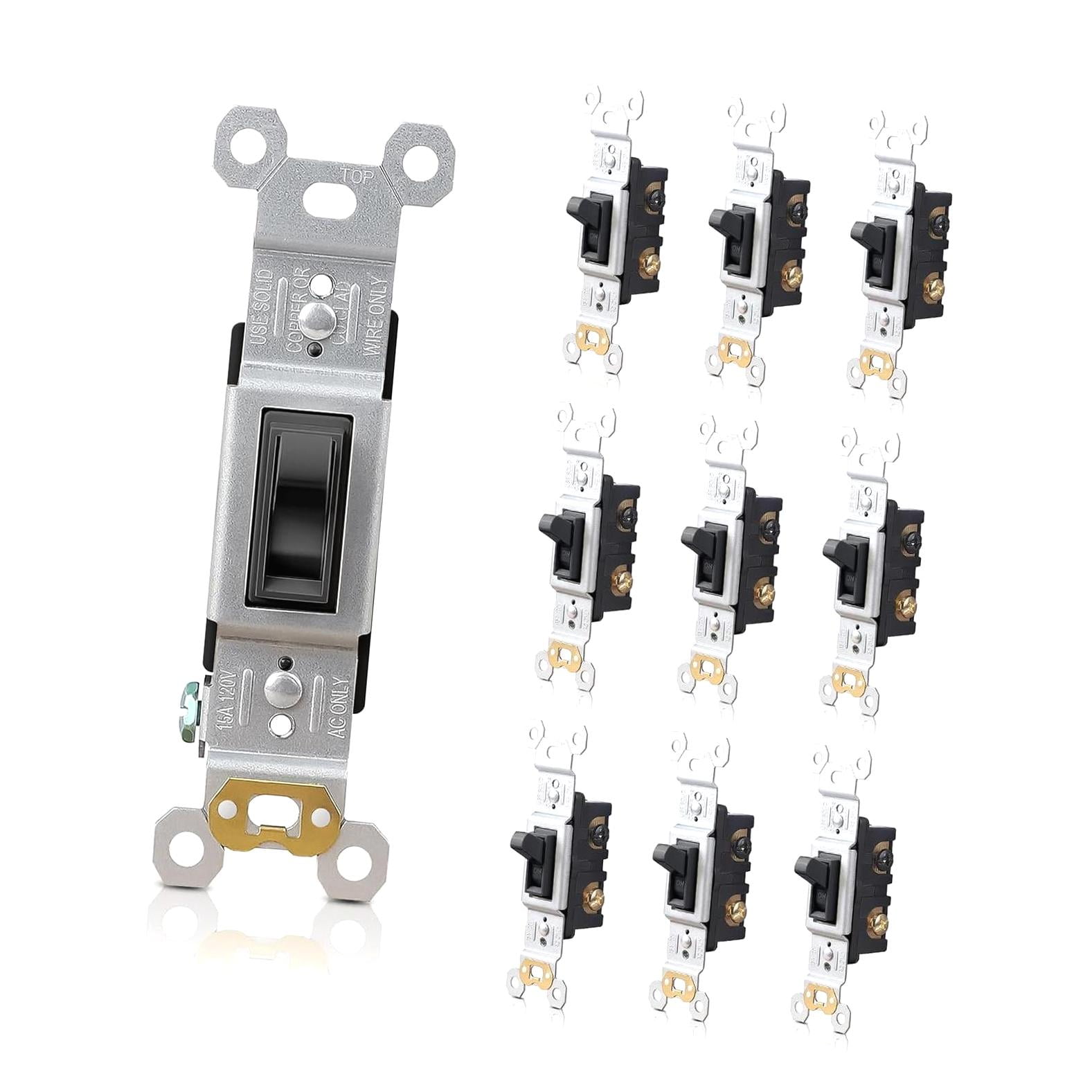 hgudesign Single Pole Toggle Light Switch, 15 Amp Single Pole On/Off ...