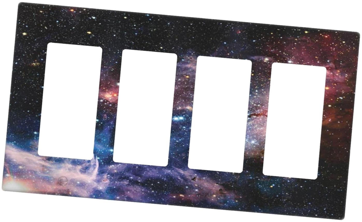 hgudesign Space Stars Galaxy Light Switch Cover, 4 Gang Quad Rocker ...