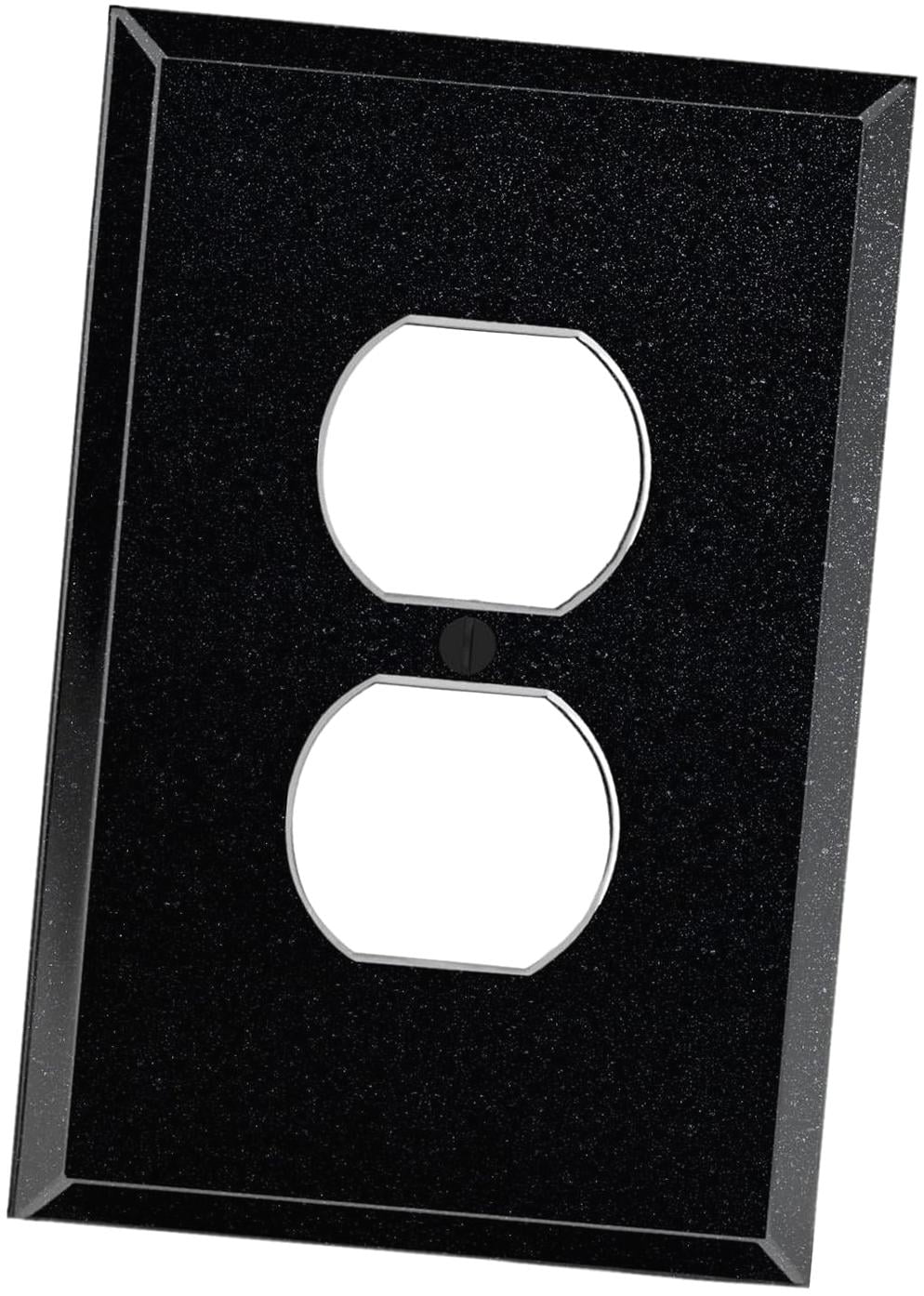 hgudesign Sparkling Black Glass Mirror Outlet Wall Plate | 1 Duplex | 3 ...
