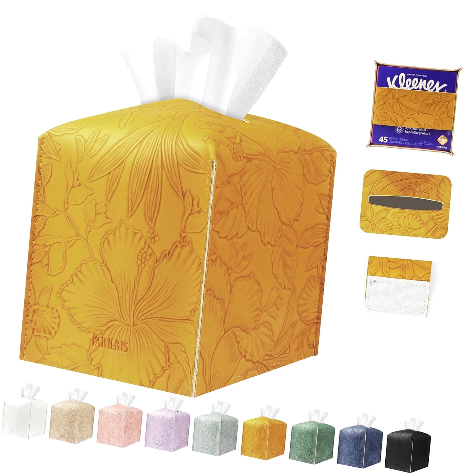 hgudesign Square Tissue Cube Cover PU Tissue Organizer with Bottom Belt ...