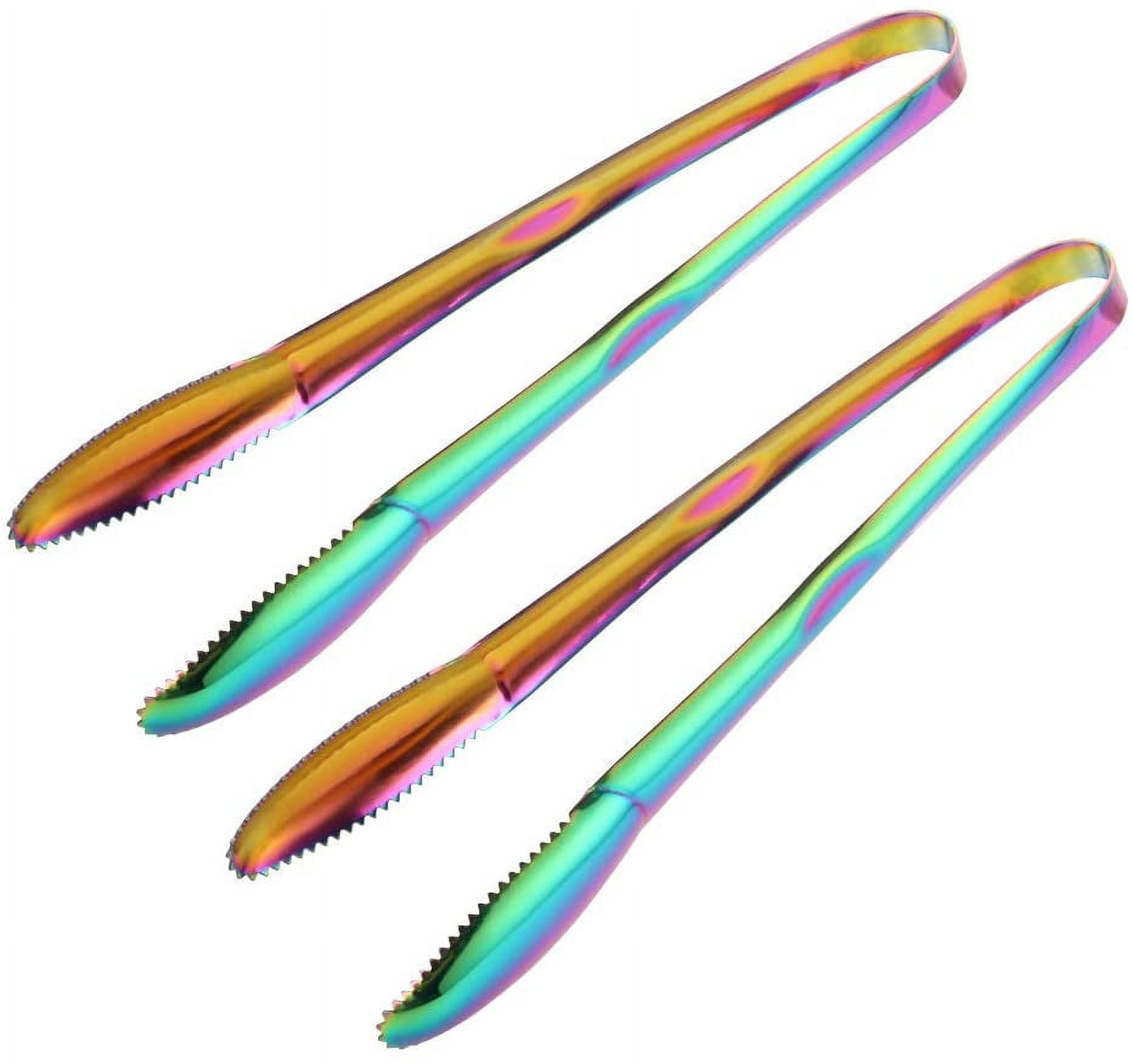 hgudesign Stainless Steel Coo Tongs for Frying, 9 Inches Serving Tongs ...