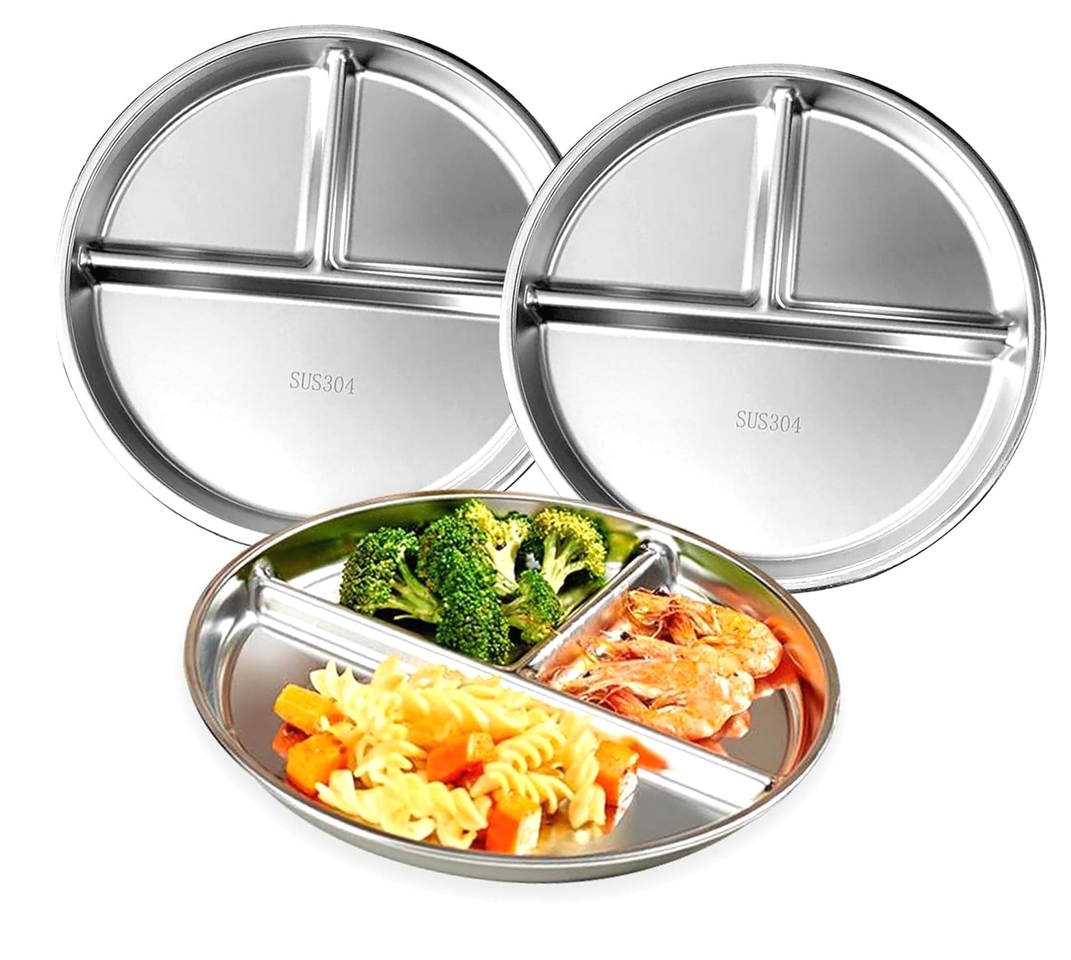 hgudesign Steel Plates, 9" Portion Control Divided Metal Plate for ...