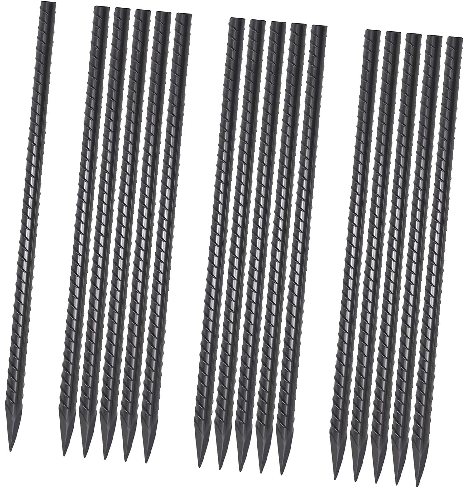 hgudesign Straight Rebar Stakes 18 Inch 16 Pack Steel Ground Stakes 1/2 ...