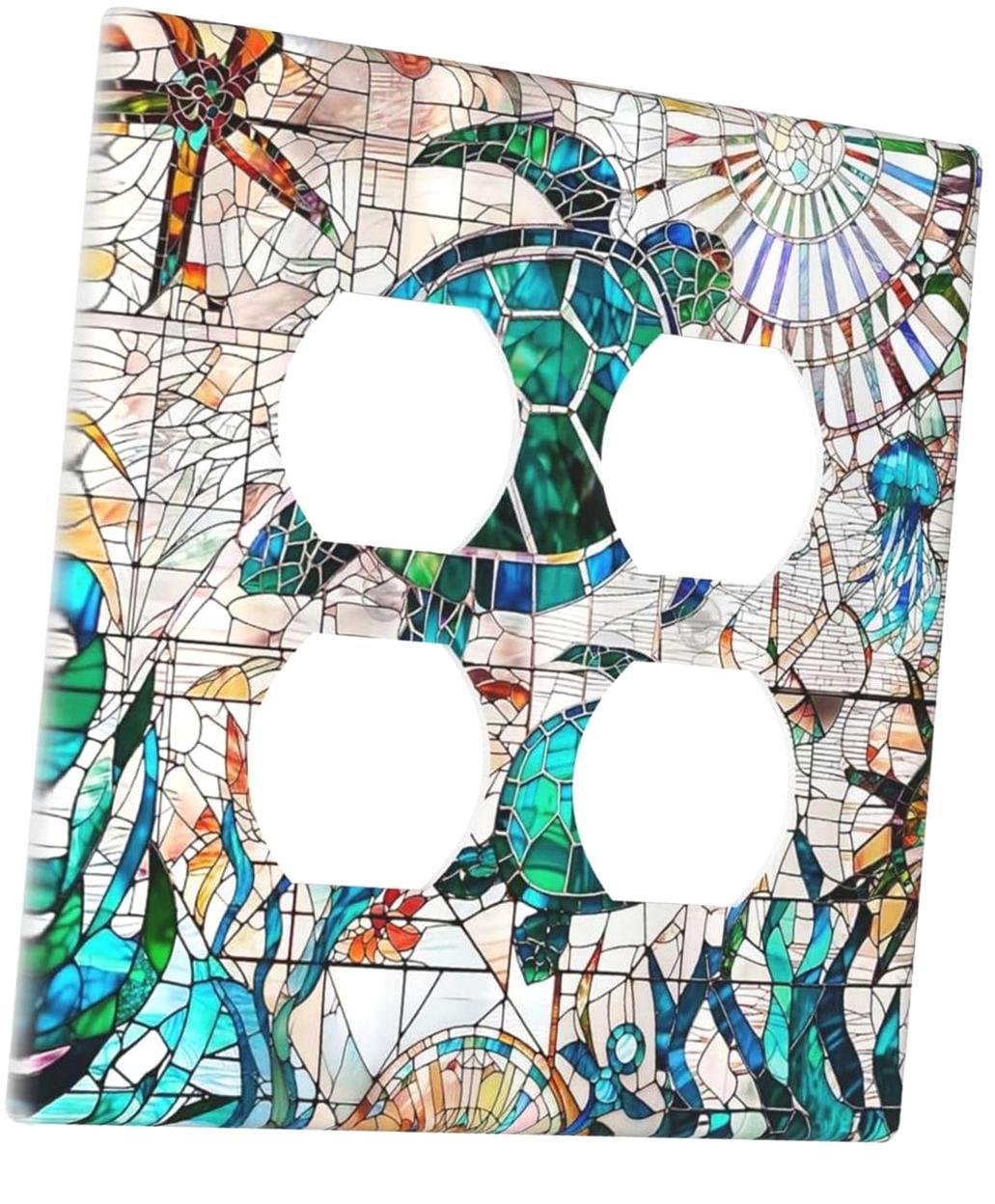 hgudesign Summer Nautical Mosaic Turtles 2-Gang Device Duplex Wall ...