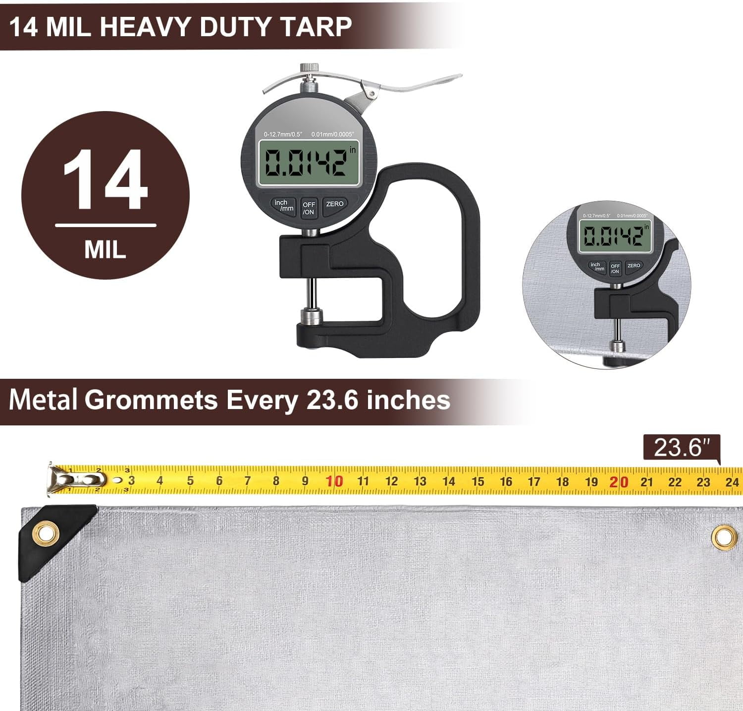 hgudesign Tarp 10x20Ft, Ultra-Thick 14 Mil Rip and UV Protective Cover ...