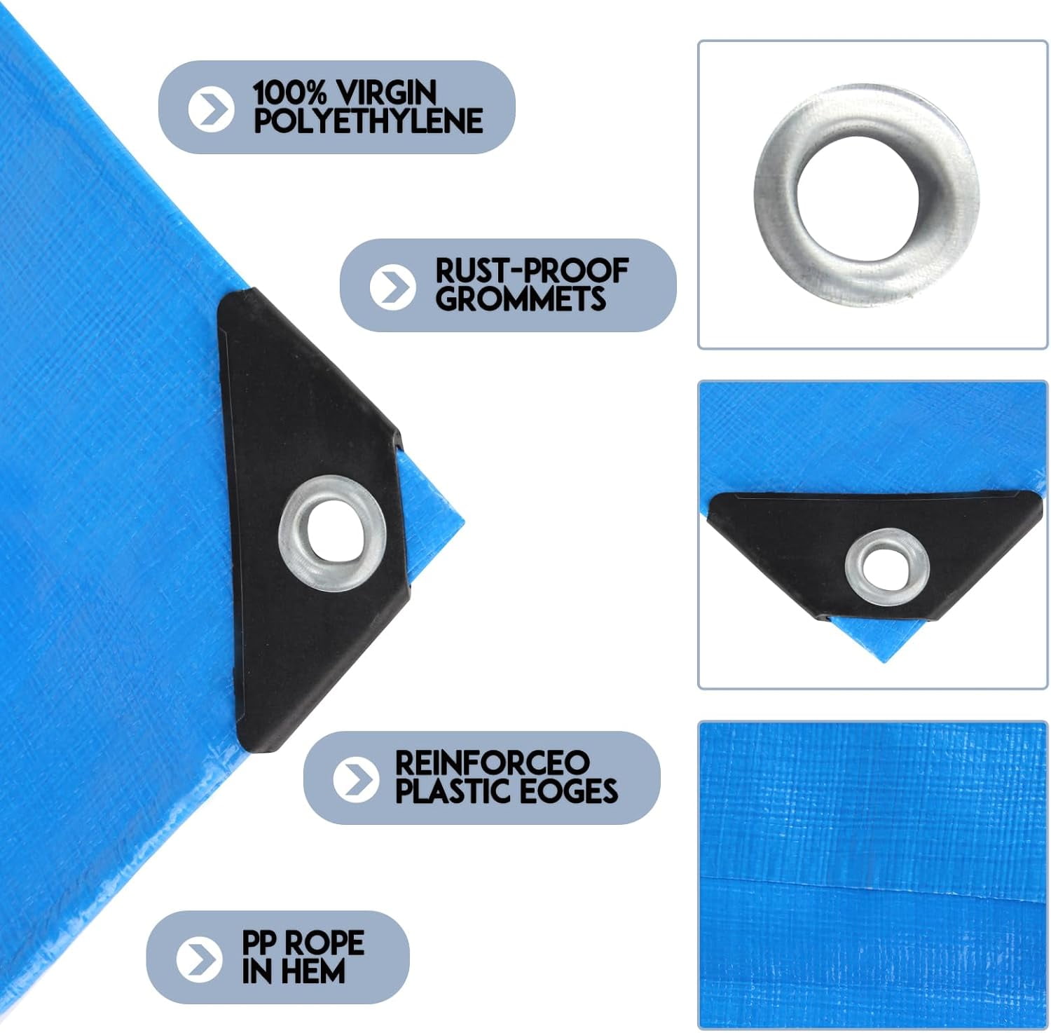 hgudesign Tarp 5x10ft, Blue Plastic Tarpaulin for Covering, Emergency ...