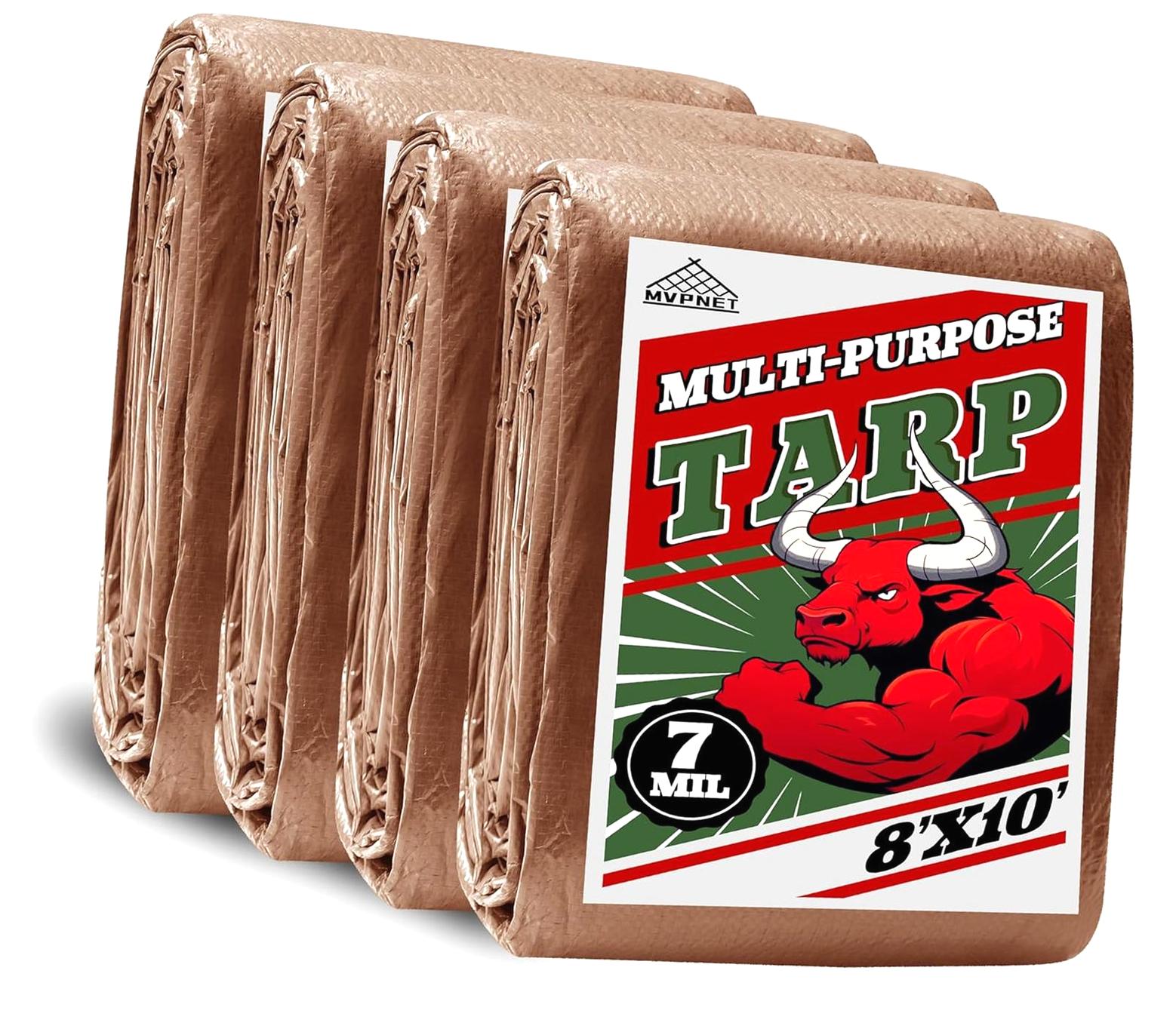 hgudesign Tarp 8x10(4 Packs) ft 100% 7mil Grommets and Reinforced Edges ...
