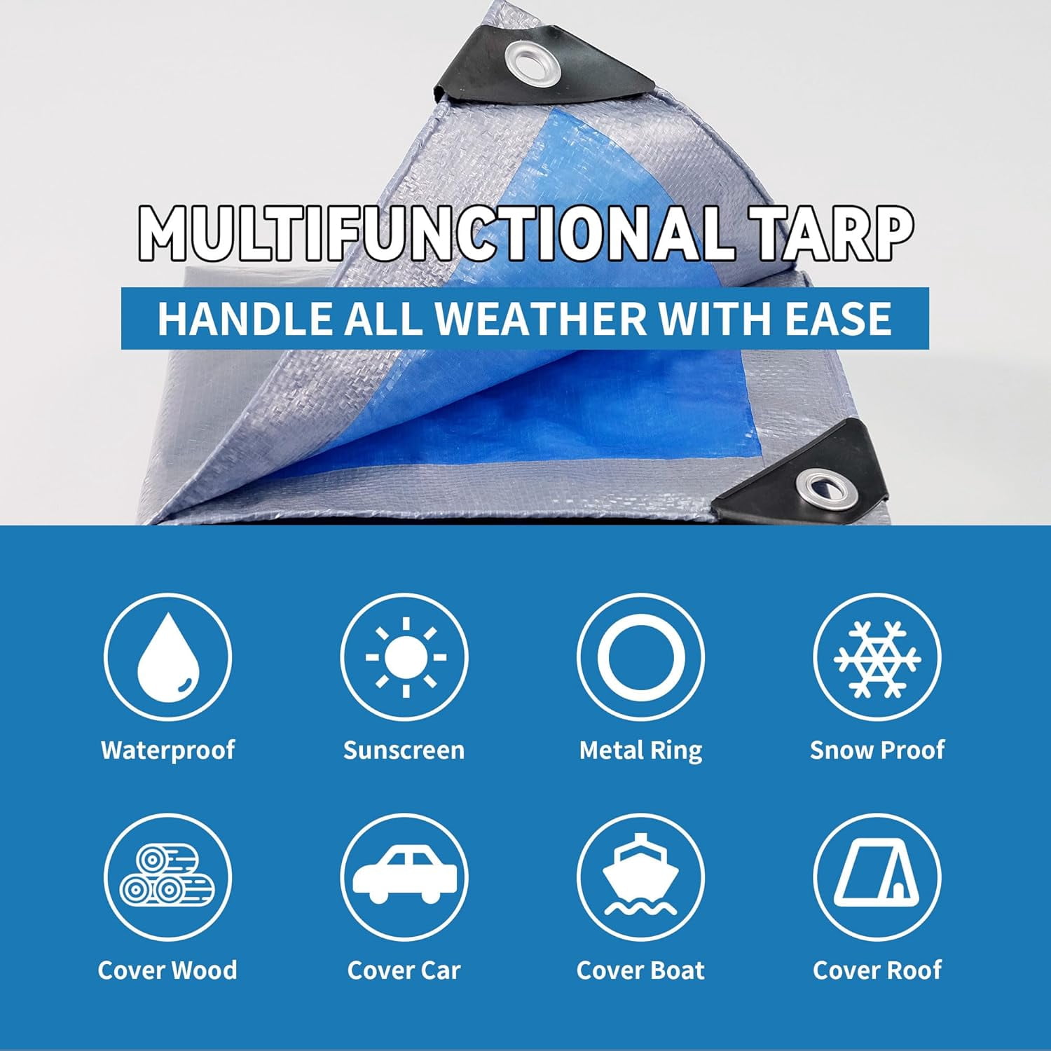 hgudesign Tarp 8x10 Feet, a compact 7.5mil tarp offering UV resistance ...