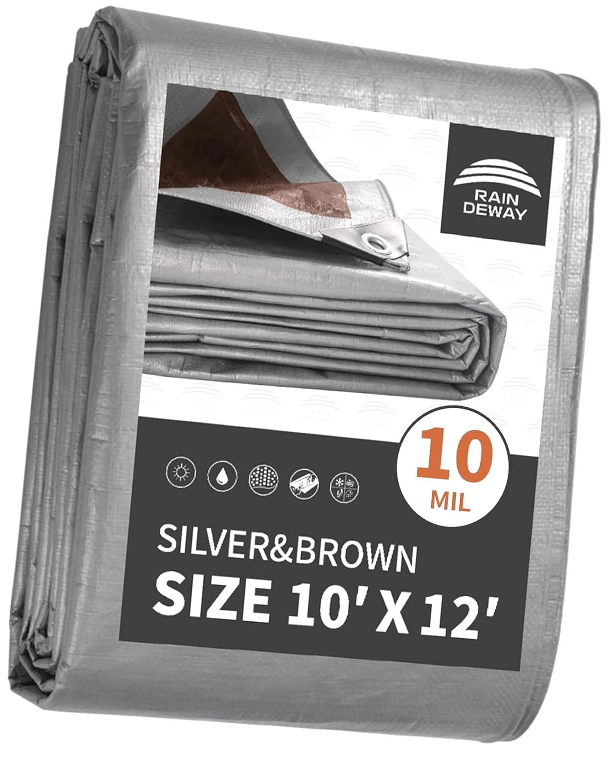 hgudesign Tarps 10x10 Feet, 10Mil Multipurpose Tarp Cover with Metal ...