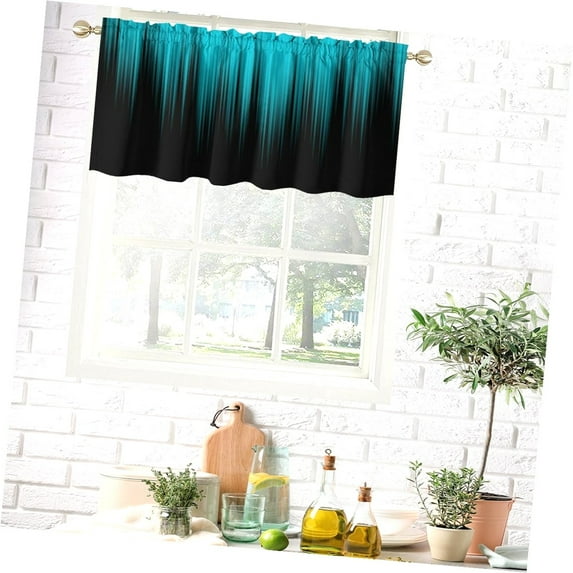 hgudesign Teal and Kitchen Valance Curtain for Window Ombre Mens ...