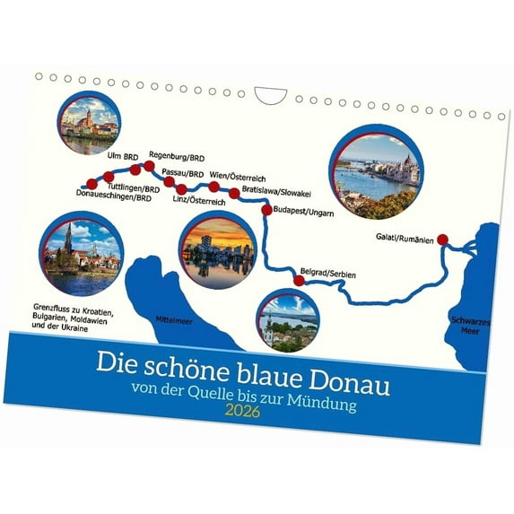 hgudesign The Beautiful Blue Danube, US-Version (Wall Calendar 2026 DIN ...