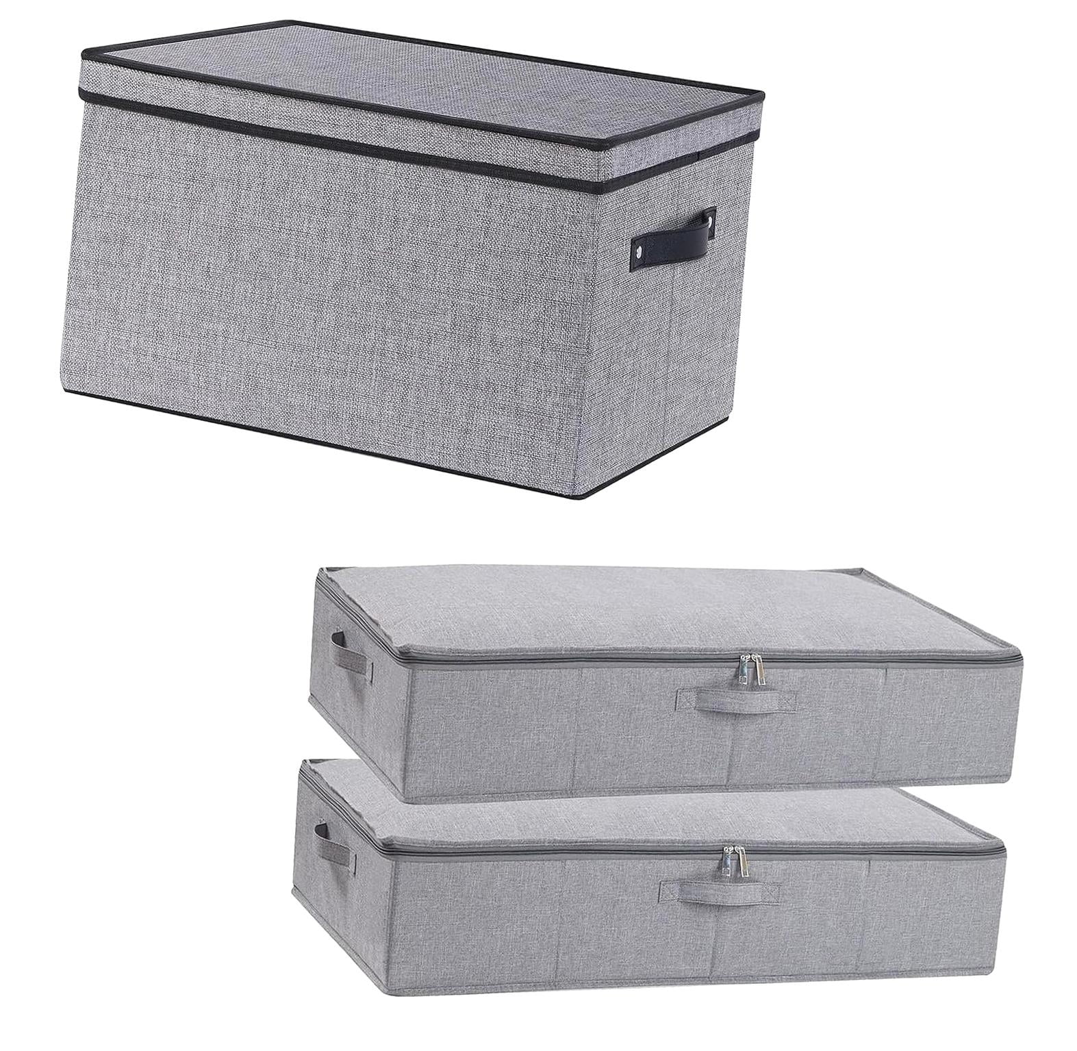 hgudesign Underbed Storage Container, Wardrobe Organizer with Handles ...