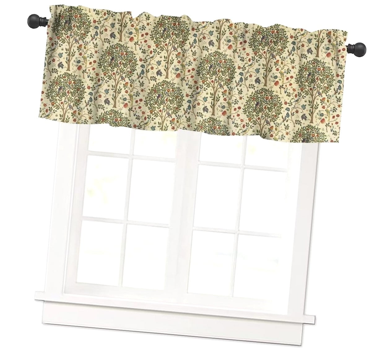 hgudesign Valance Curtain, Beautiful Floral Tree Plant Birds Pattern ...