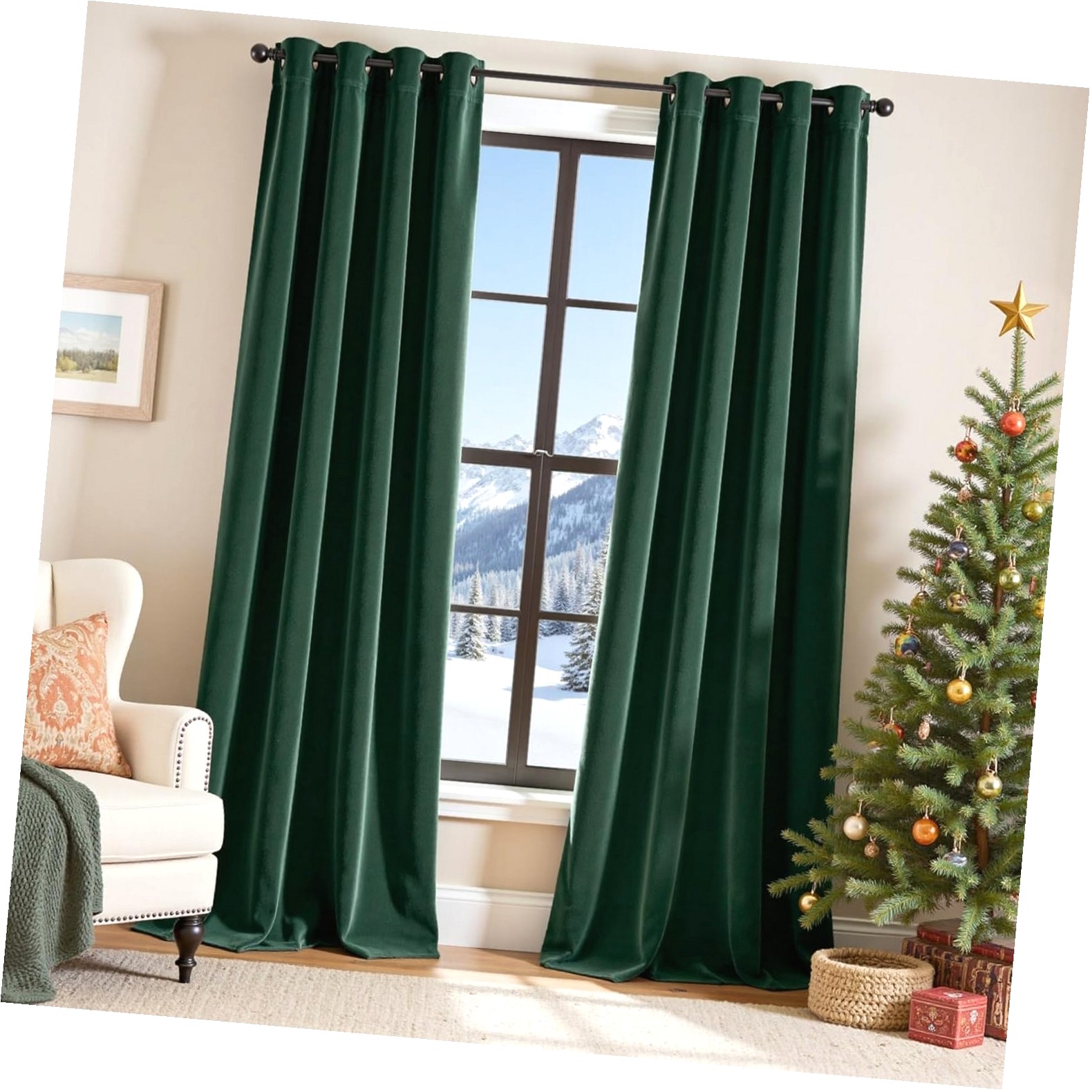 hgudesign Velvet Thermal Insulated Curtains 108 Inch Extra Long Drapes ...
