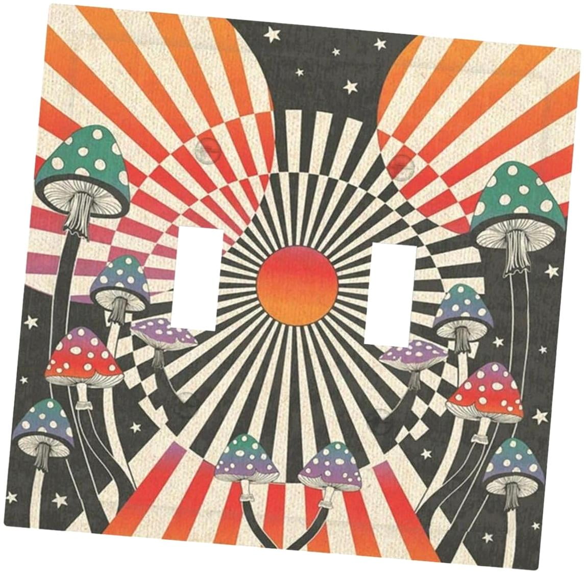 hgudesign Vintage Mushroom Double Gang Boho Light Switch Plate Cover ...
