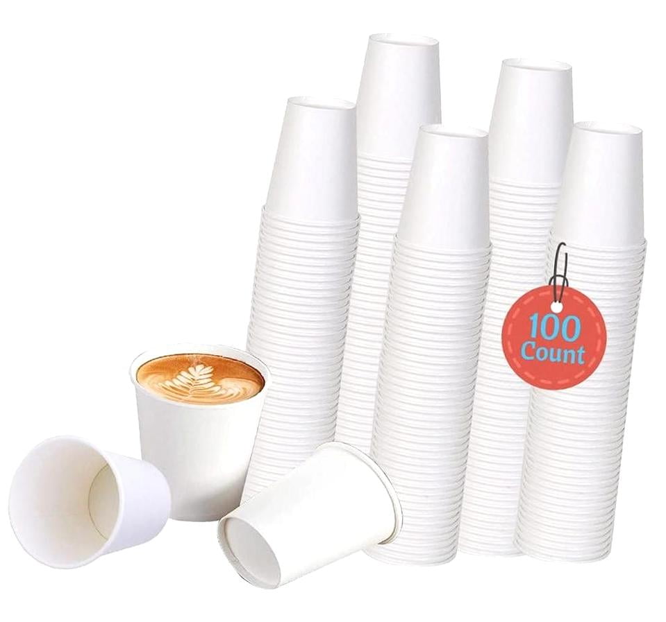 hgudesign White Paper Coffee Cups (Pack of 100-6 Oz) For Hot Beverages ...