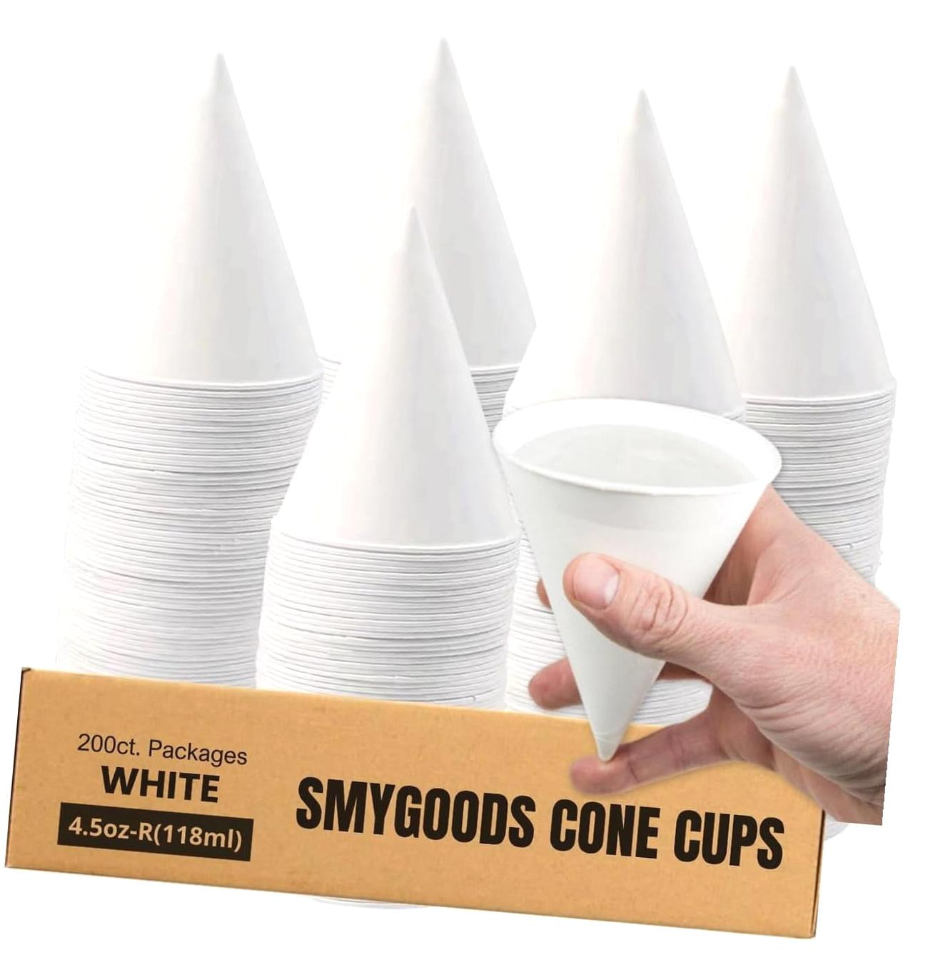 hgudesign White Paper Cone Cups (200 Pack-4.5 oz), Leak-Proof, Perfect ...