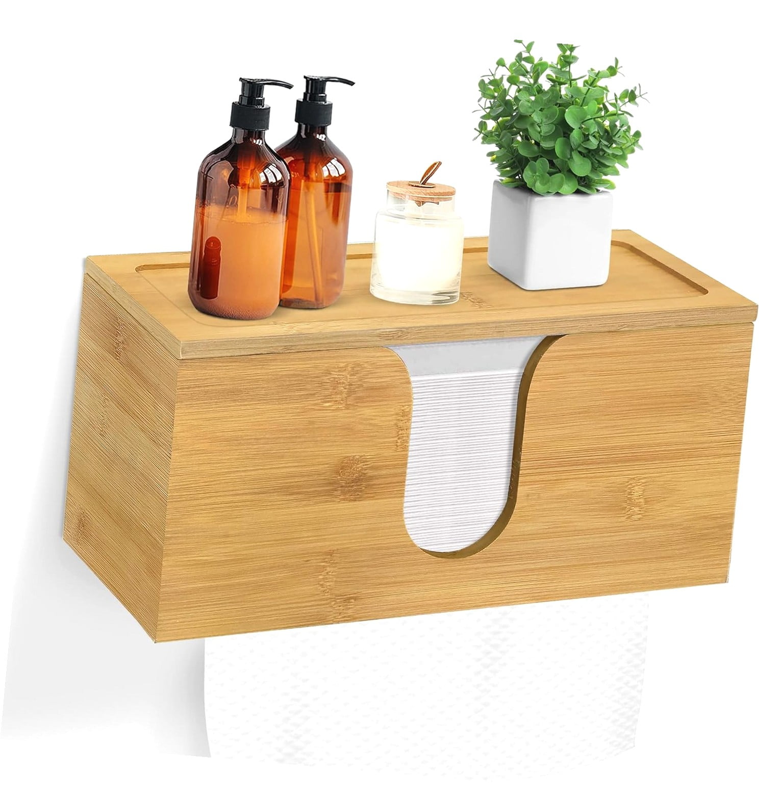 hgudesign Wood Paper Dispenser Wall Mounted, Folded Paper Holder with ...