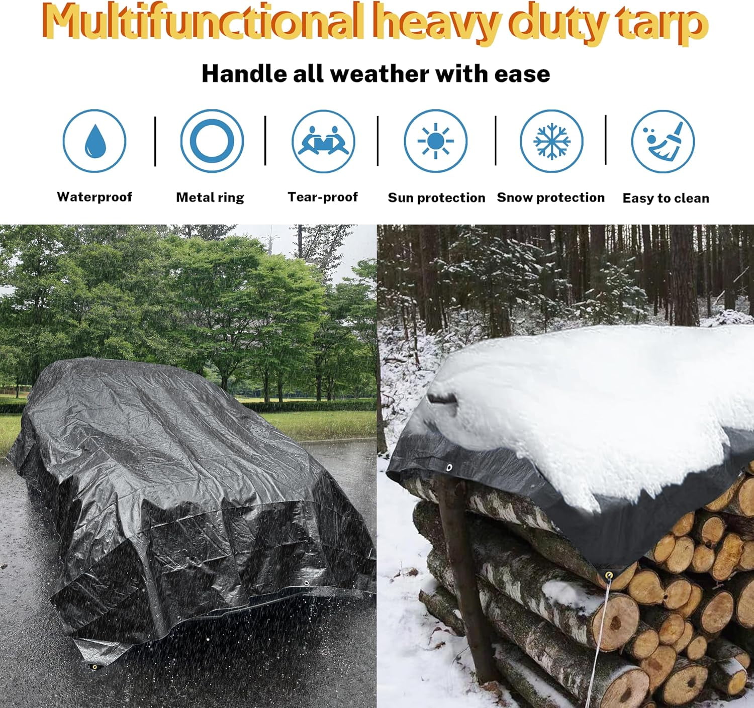 hgudesign tarp 4x10 feet tarp 14mil polyethylene tarps Multipurpose ...