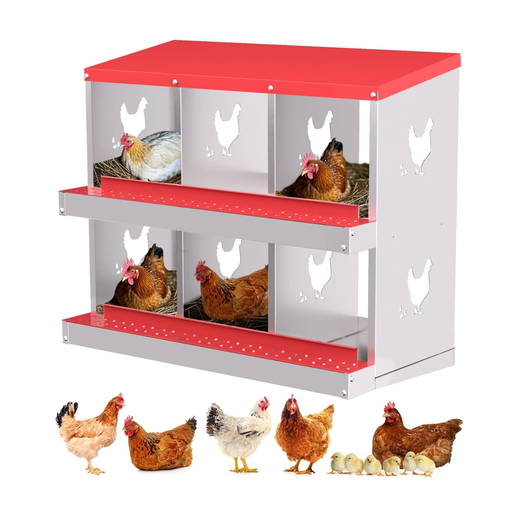 hicken Nesting Box, 6 Holes Nesting Boxes for Chicken, Easy Egg ...