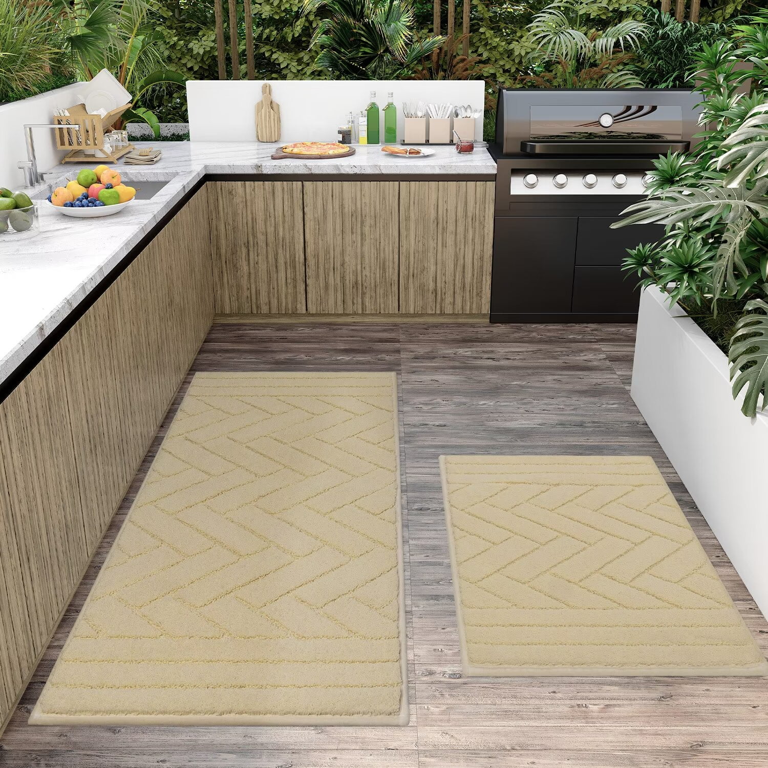 hicorfe Kitchen Mats and Rugs Set,Anti Slippery Absorbent Kitchen ...