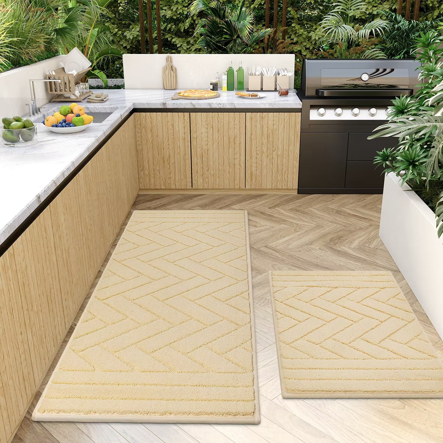 hicorfe Kitchen Mats and Rugs Set,Anti Slippery Absorbent Kitchen ...