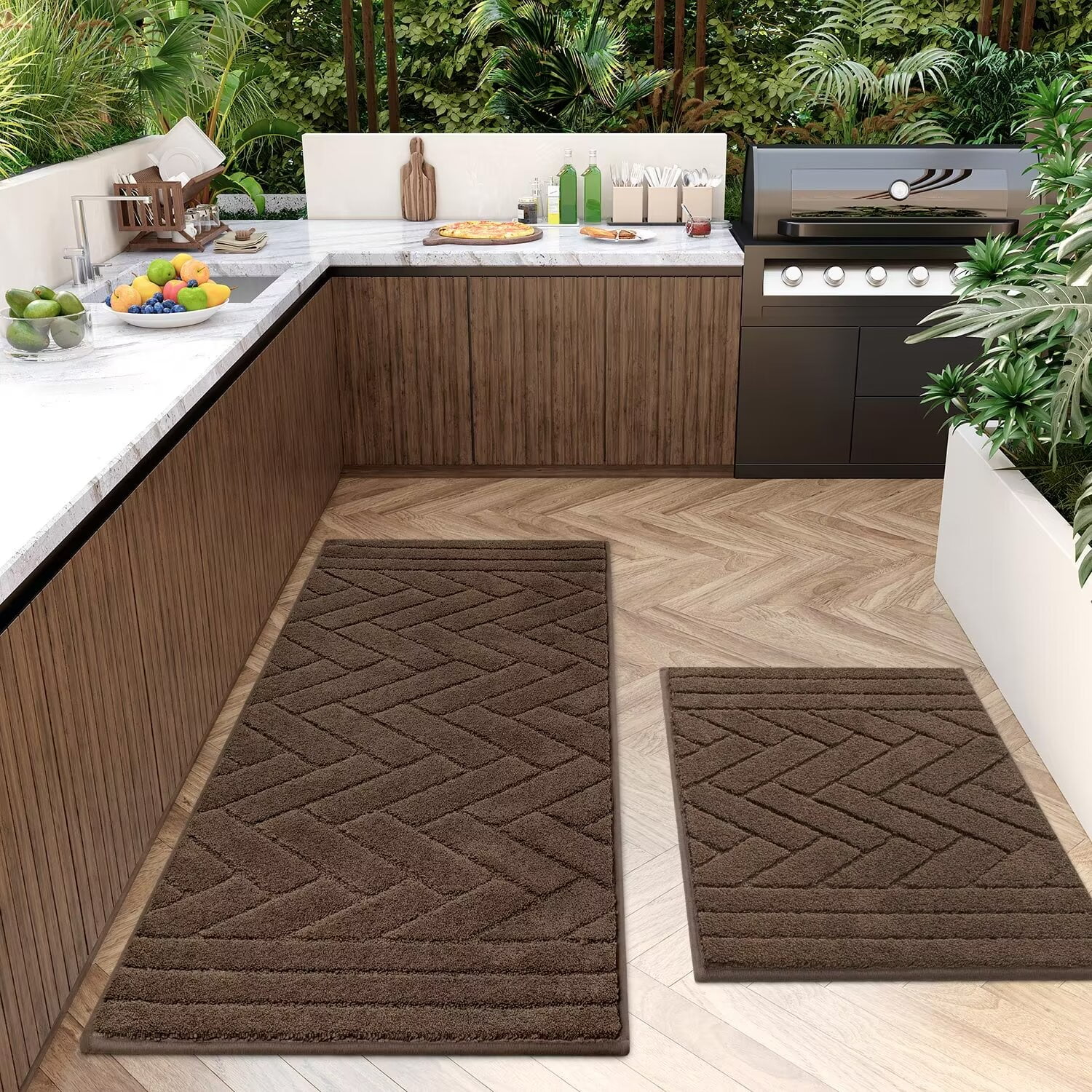 hicorfe Kitchen Mats and Rugs Set,Anti Slippery Absorbent Kitchen ...