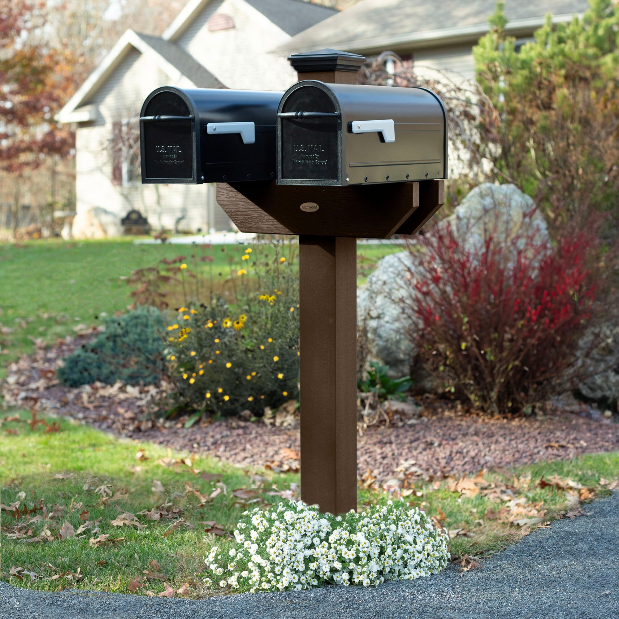 highwood Hazelton Double-Sided Mailbox Post Brown - Walmart.com
